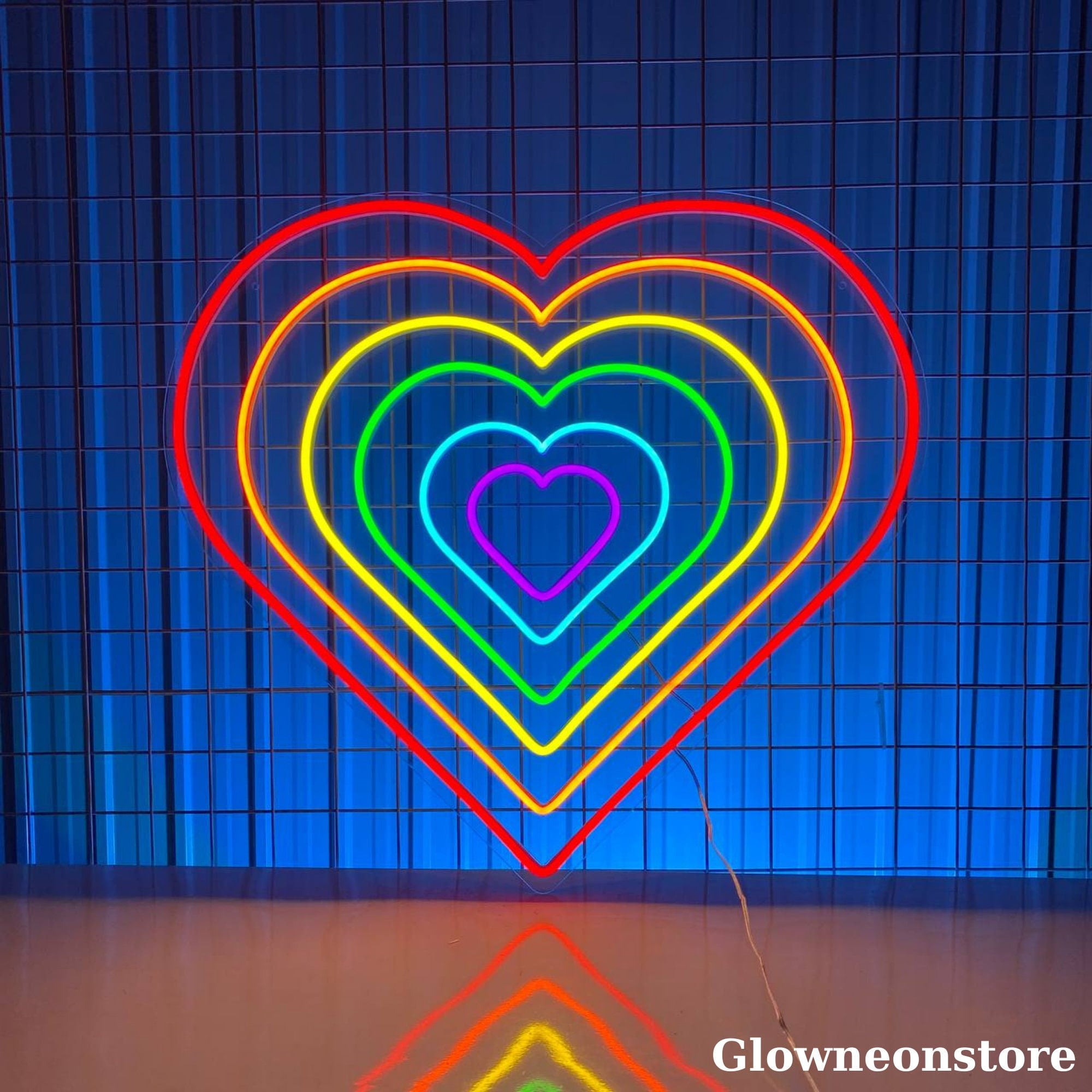 Glowneon Heart Rainbow Neon Sign, Heart Rainbow Led Light, Heart ...