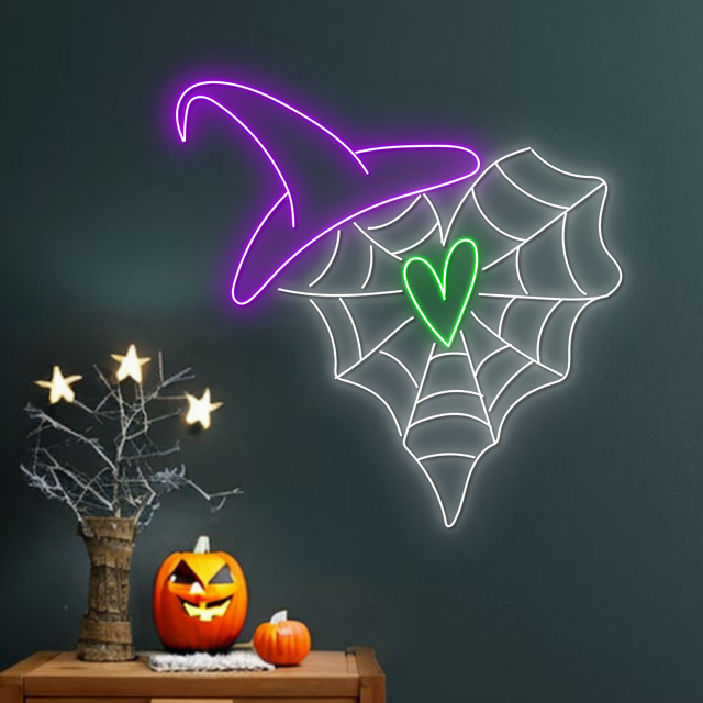 Heart Spider Web Neon Sign, Halloween Party Lights Decor - Walmart.com