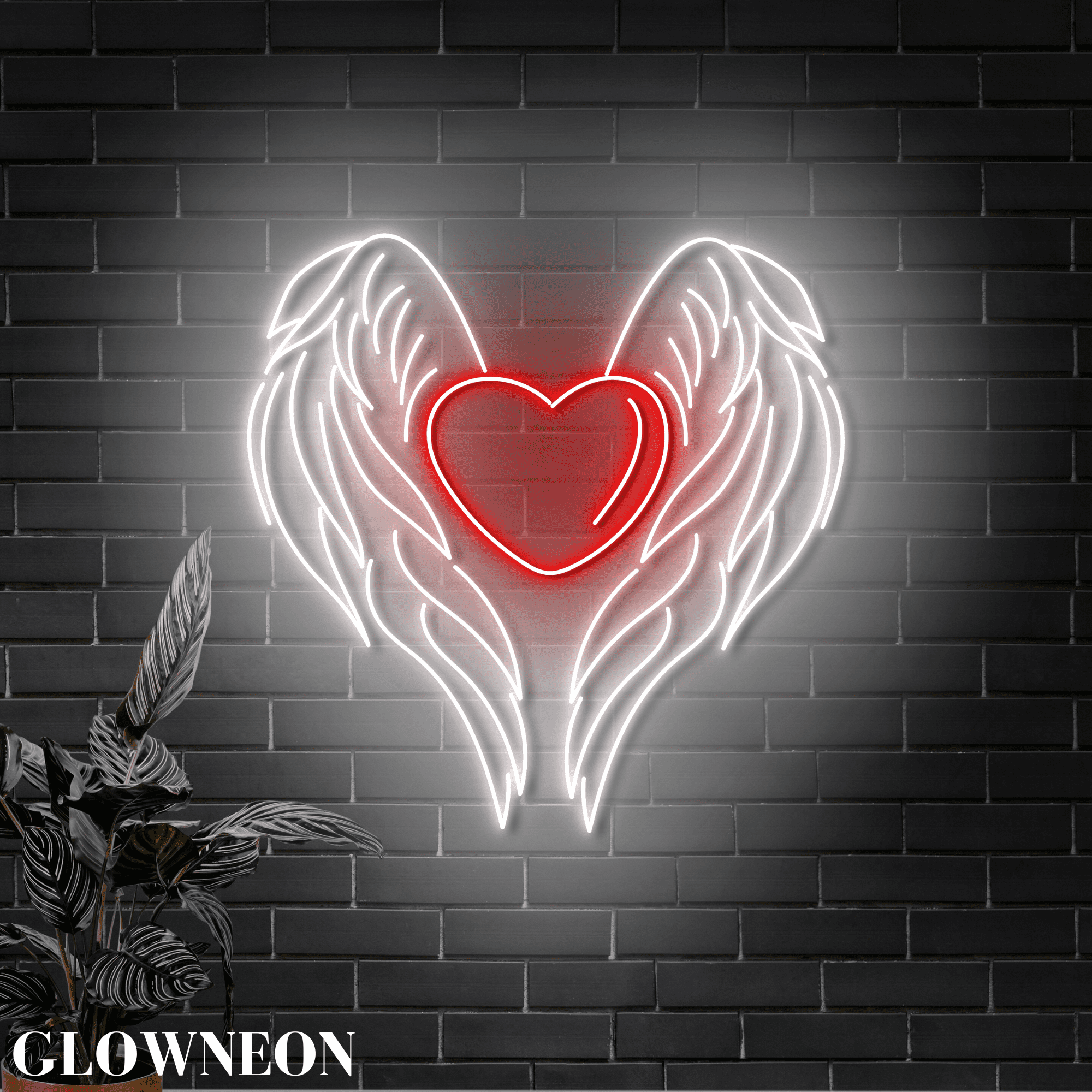 Glowneon Heart Wings Led Light Up, Valentine Wedding Neon Decorations ...