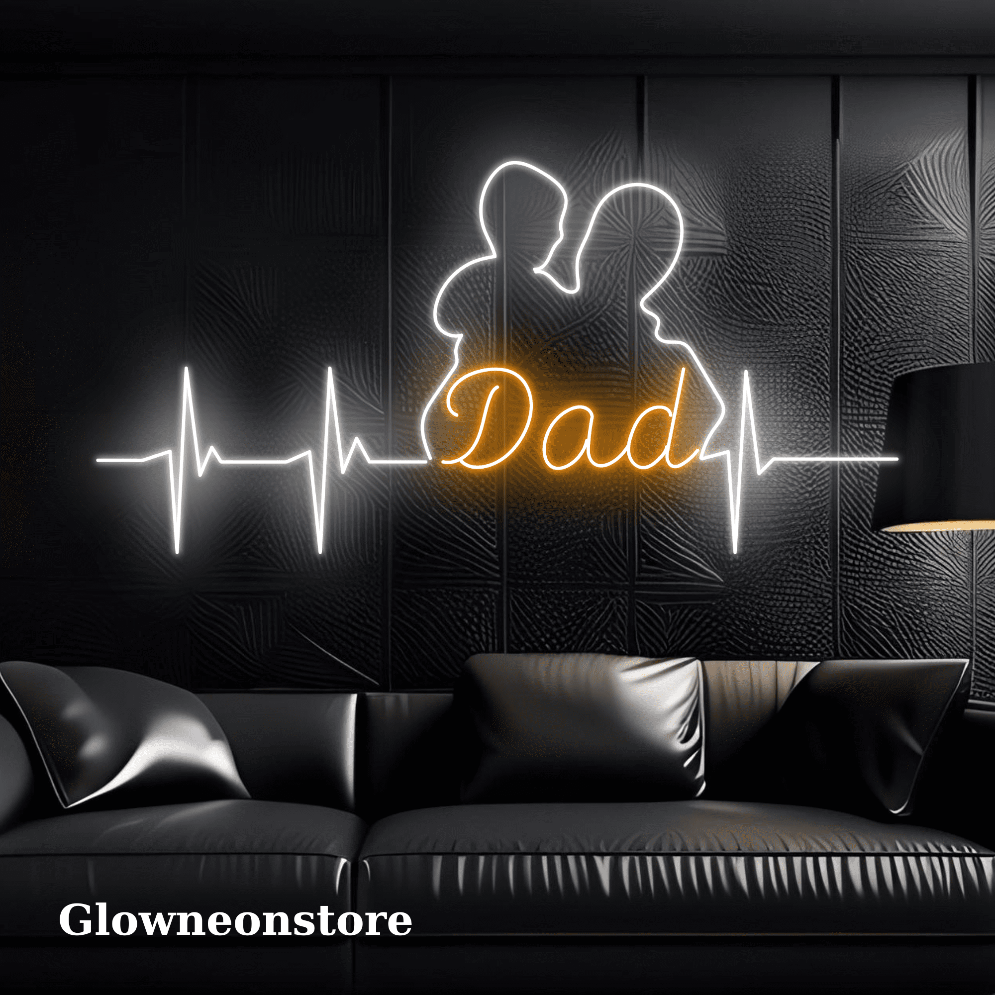 Glowneon Heartbeat Line Dad Neon Sign, Heartbeat Father Son Led Light ...