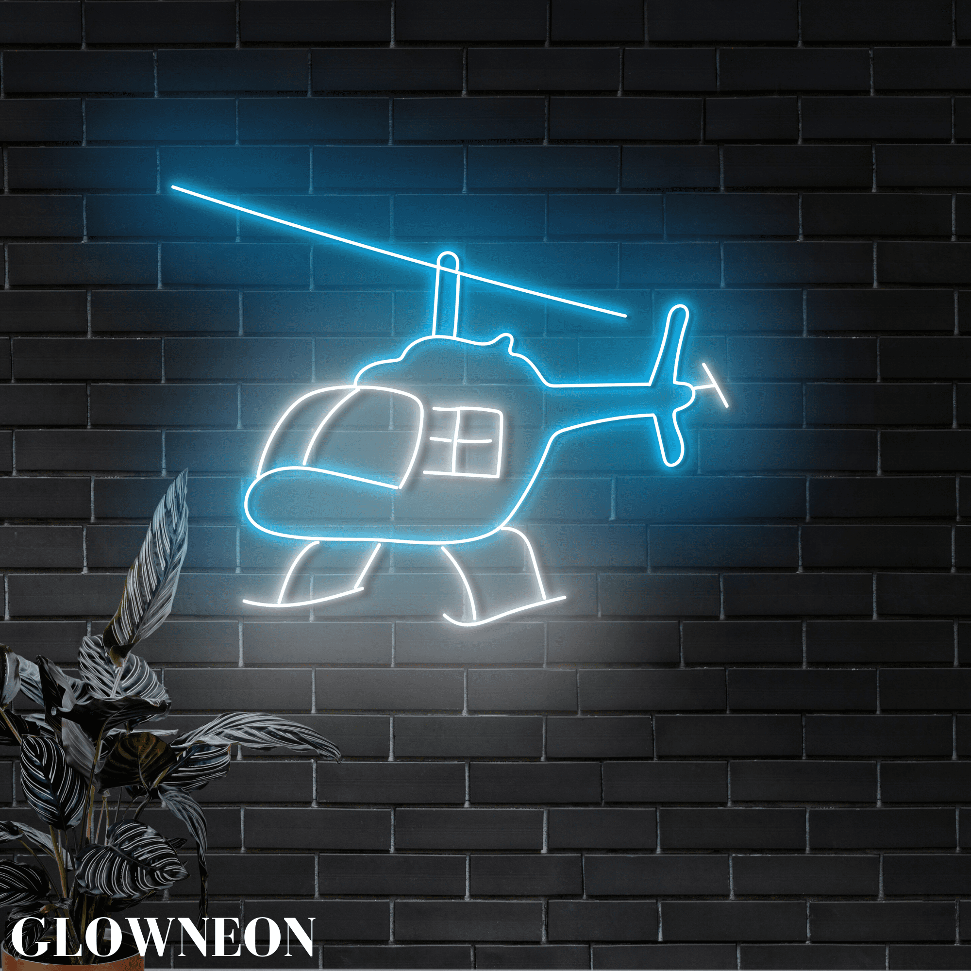 Glowneon Helicopter Led Wall Decor, Military Helicopter Neon Wall Art ...