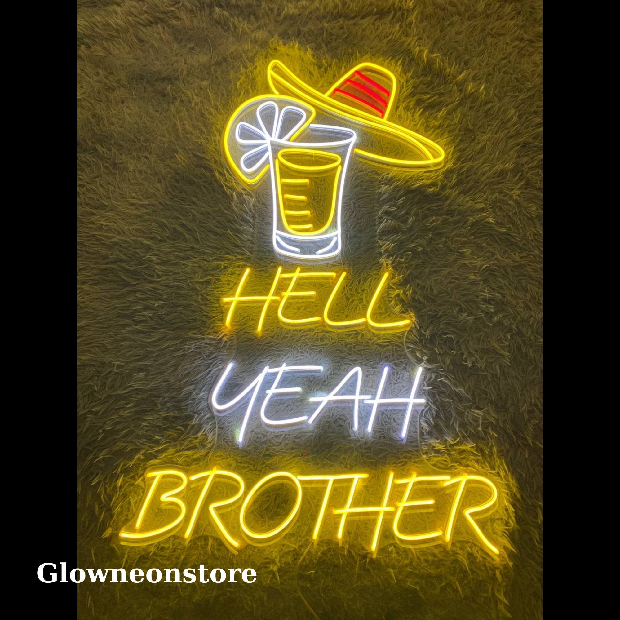 Glowneon Hell Yeah Brother Neon Sign, Cocktail Bar Neon Sign, Cocktails ...