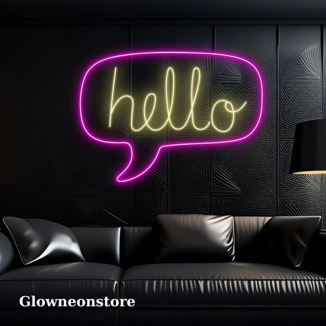 Glowneon Hello Messaging Neon Sign, Hello Neon Sign, Hello Led Light ...