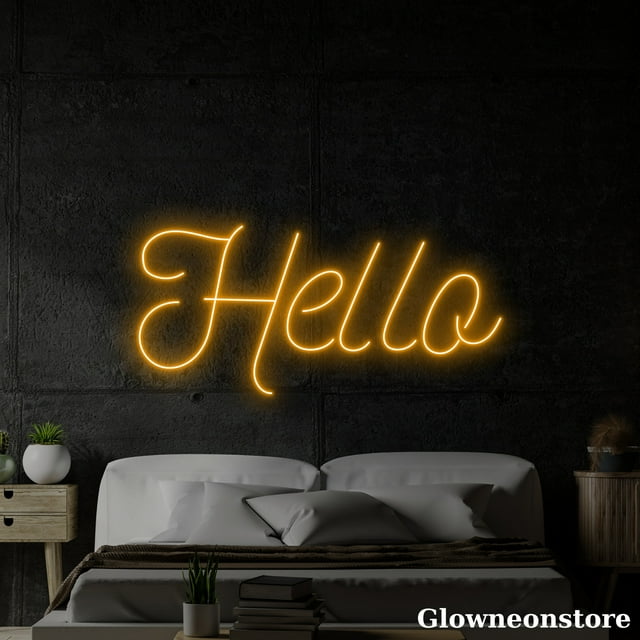 Glowneon Hello Neon Sign, Hello Led Sign, Motivation Quotes Neon Light ...
