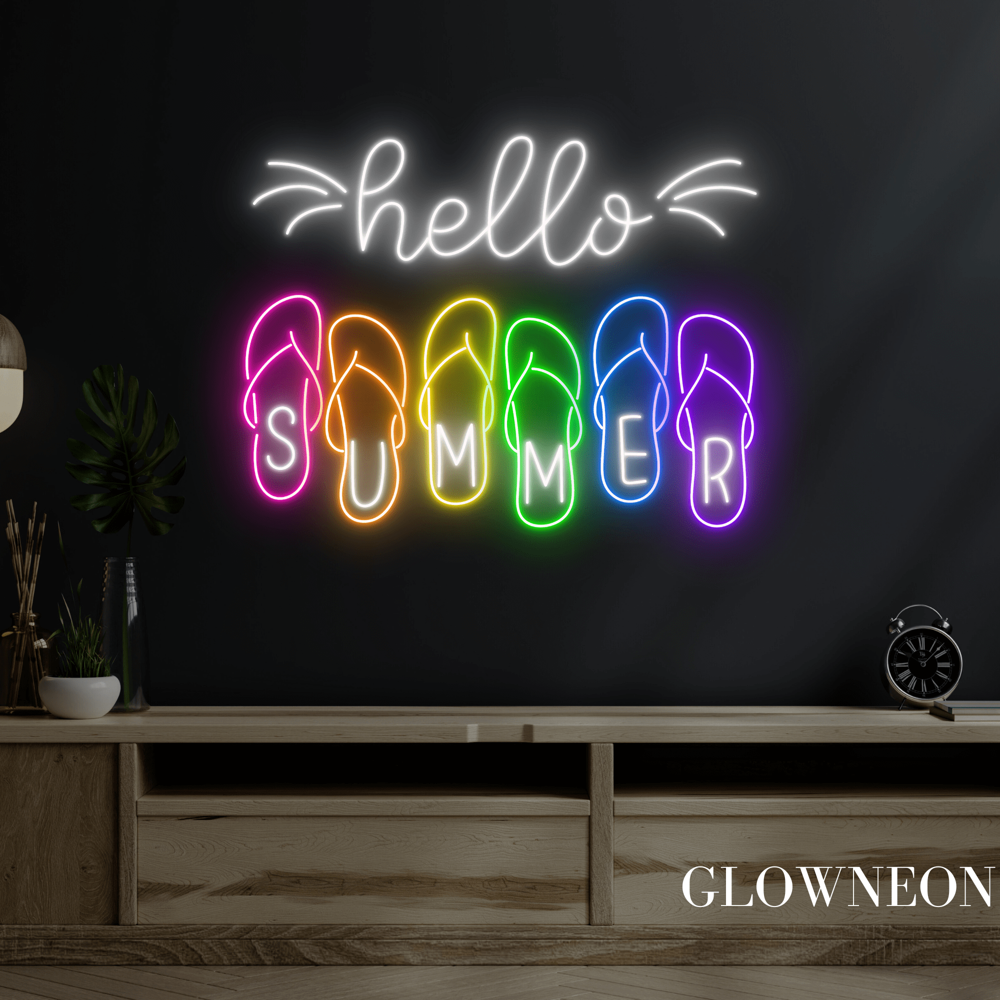 Glowneon Hello Summer Neon Sign, Summer Beach Led Sign, Beach Decor ...