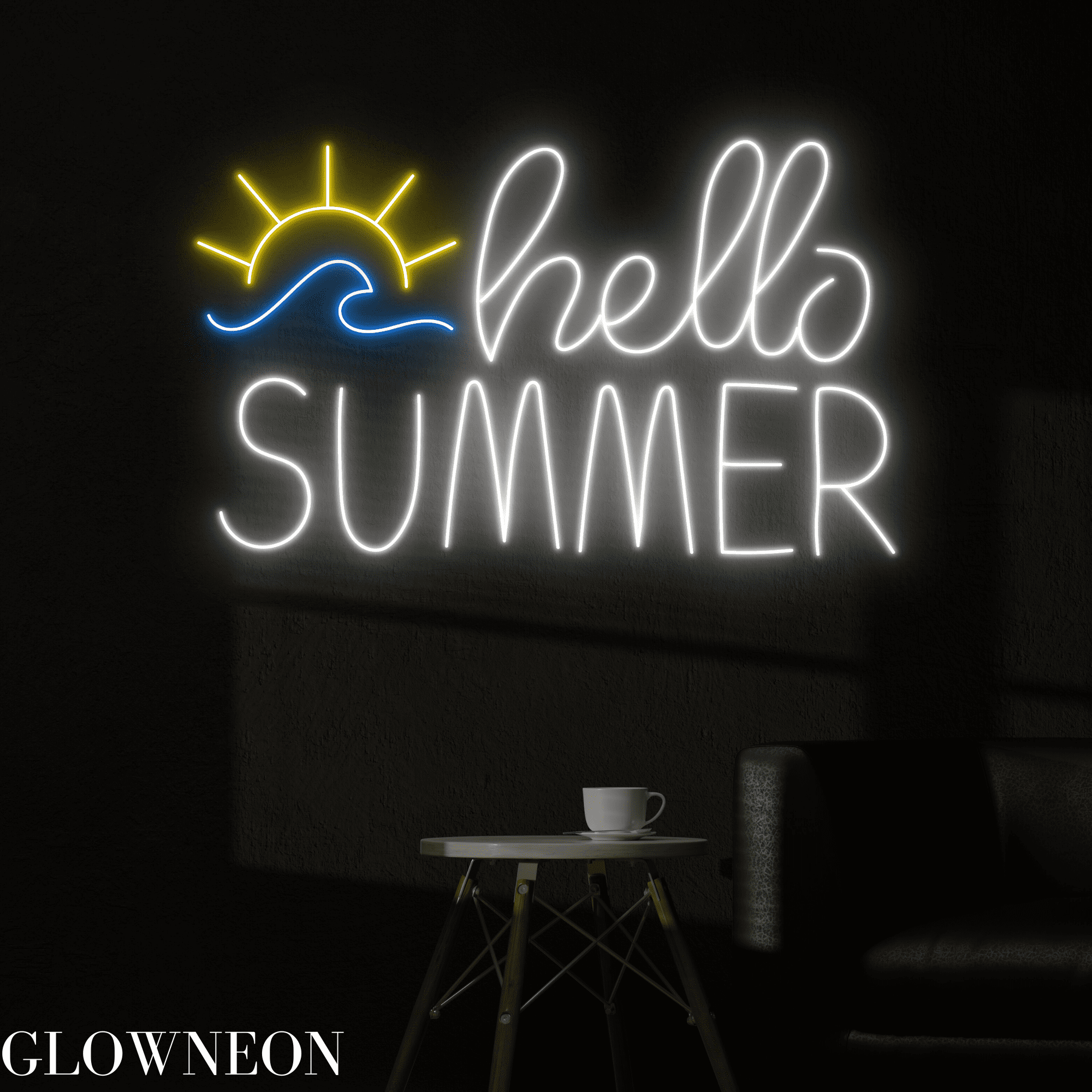 Glowneon Hello Summer Neon Sign, Summer Beach Led Sign, Beach Light - Walmart.com