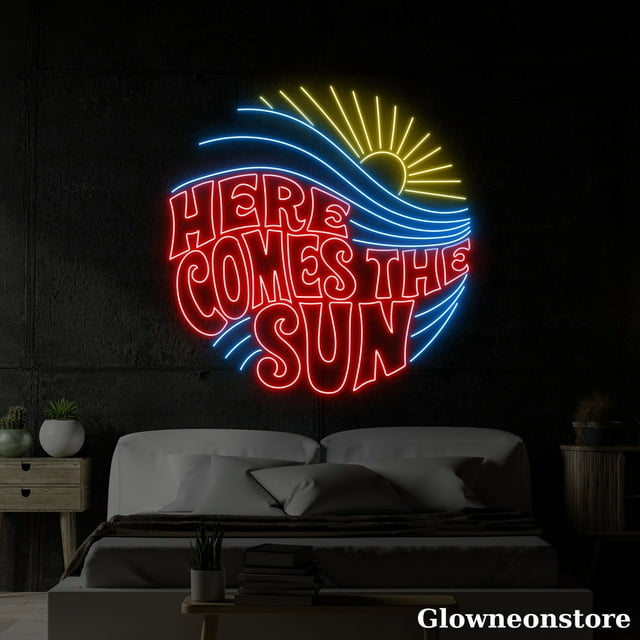 Glowneon Here Come The Sun Neon Sign, Here Come The Sun Neon Sign ...