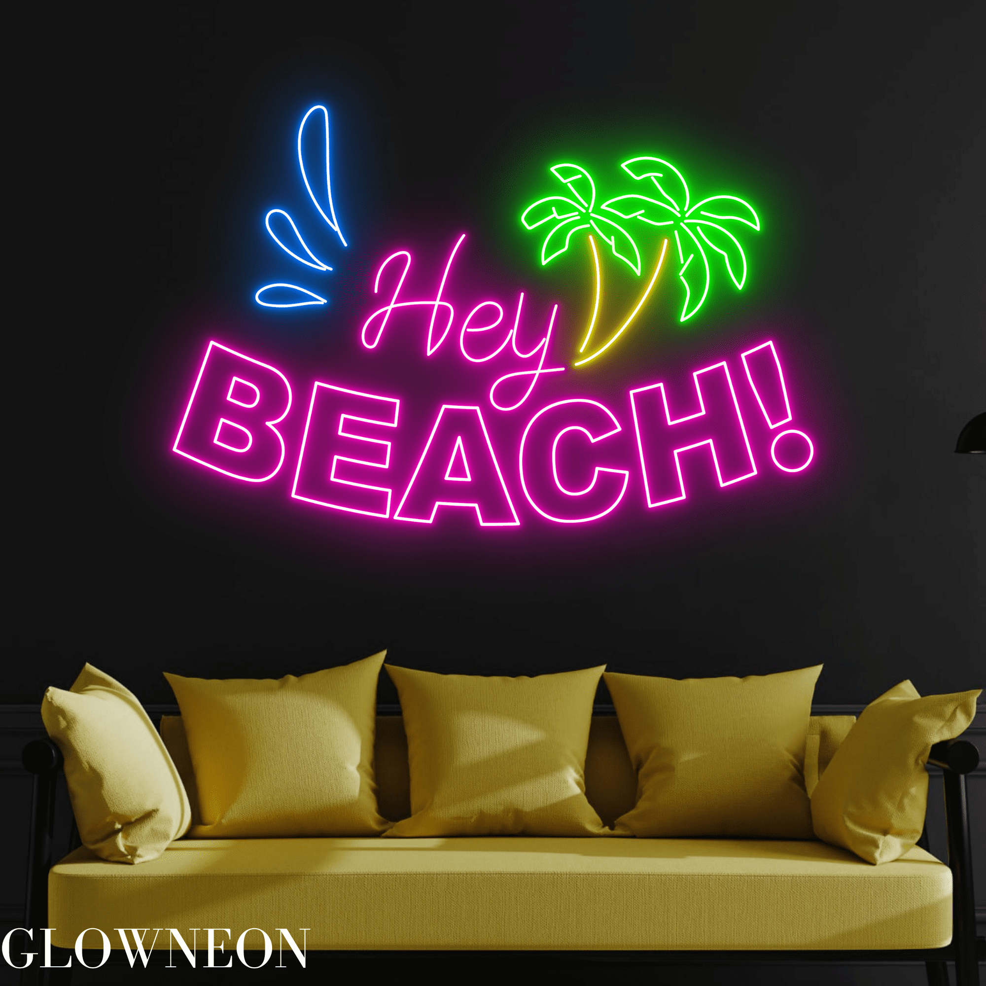 Glowneon Hey Beach Neon Sign, Summer Beach Led Sign, Beach Vibes Sign ...