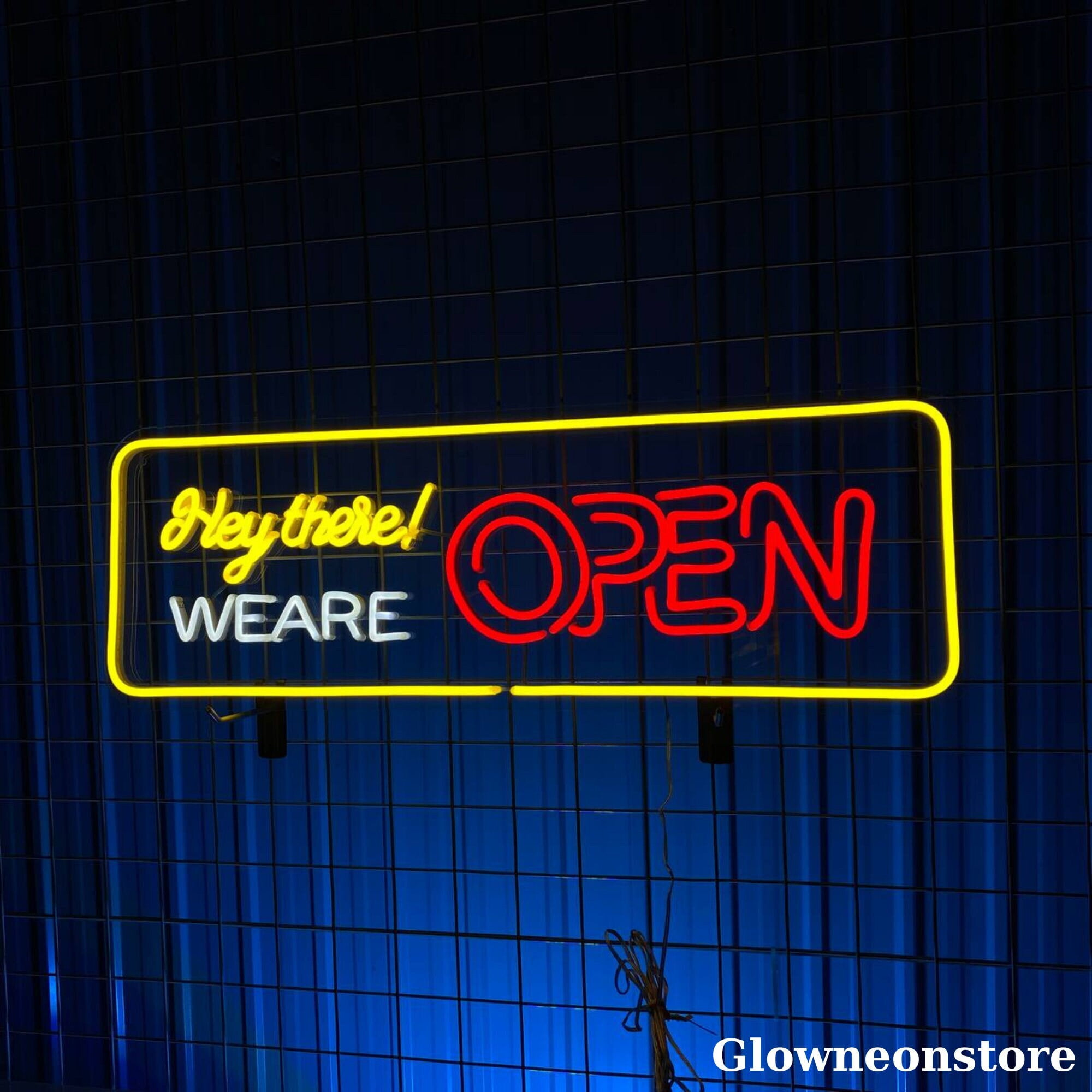 Glowneon Hey There We’re Open Neon Sign, Open Sign Led Light, Open ...