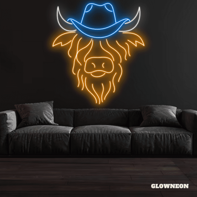 Glowneon Highland Cow Neon Sign, Farmhouse Decor, Cow Sign, Cow Decor ...