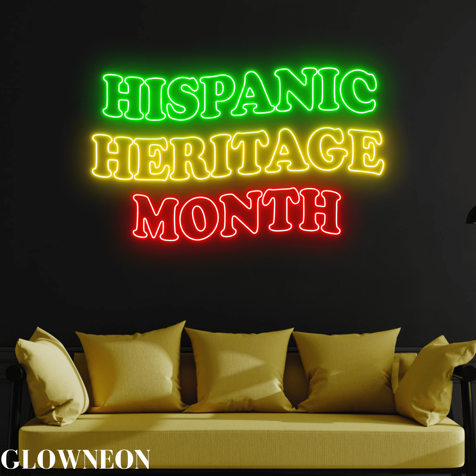 Glowneon Hispanic Heritage Month Neon Sign, US Celebration Led Light ...