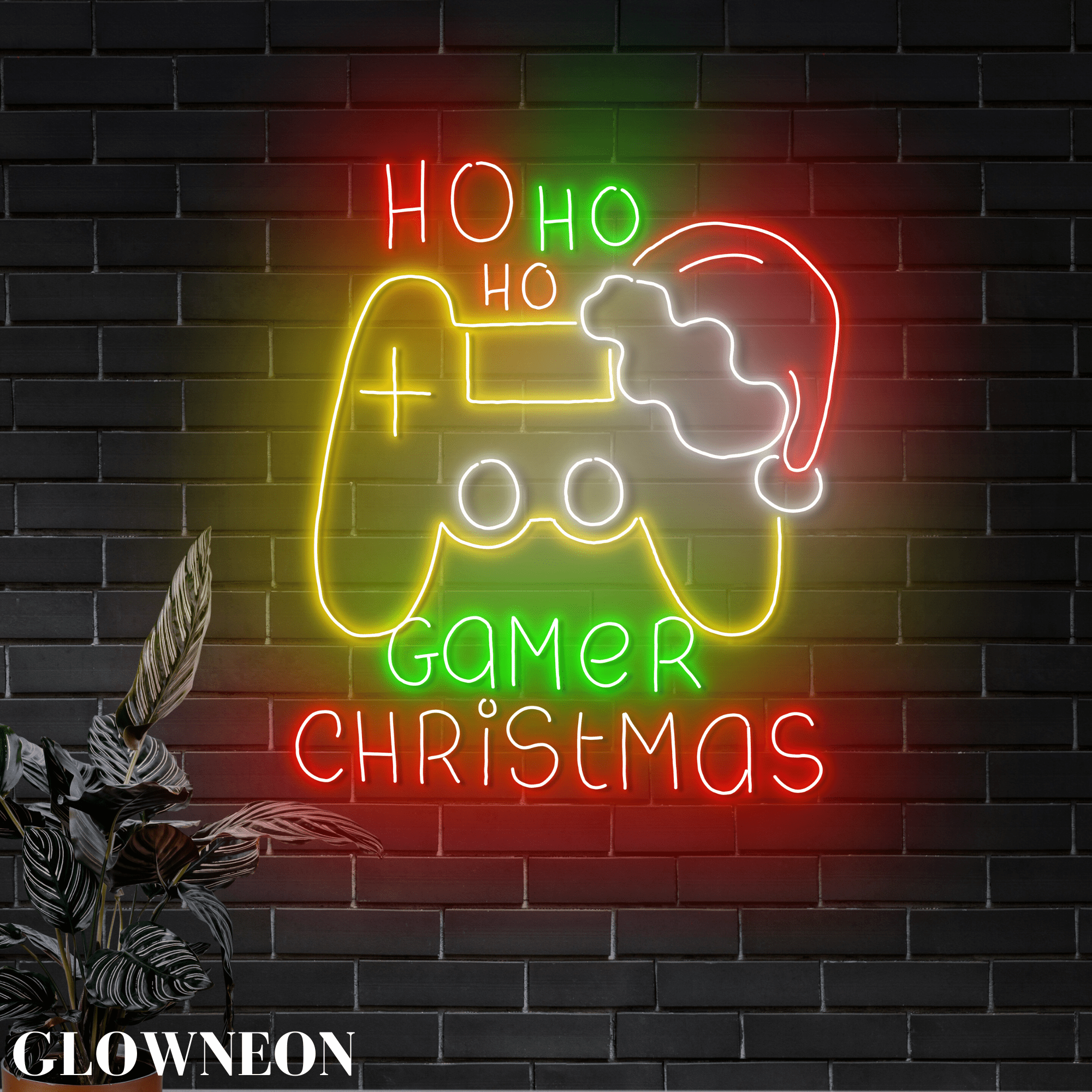 Glowneon Hohoho Gamer Christmas Led Sign For Game Club Xmas Wall Art ...