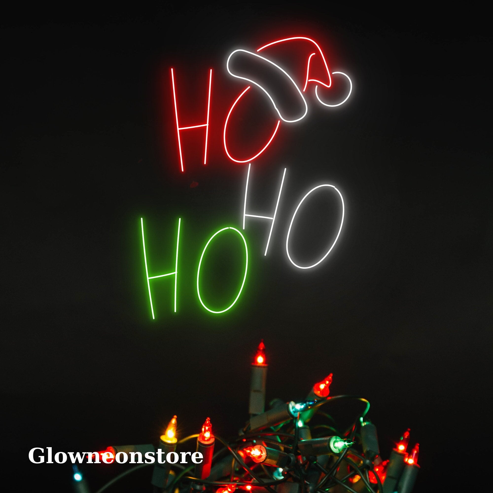 Glowneon Hohoho Hat Neon Sign, Hohoho Xmas Neon Light, Hohoho Christmas ...
