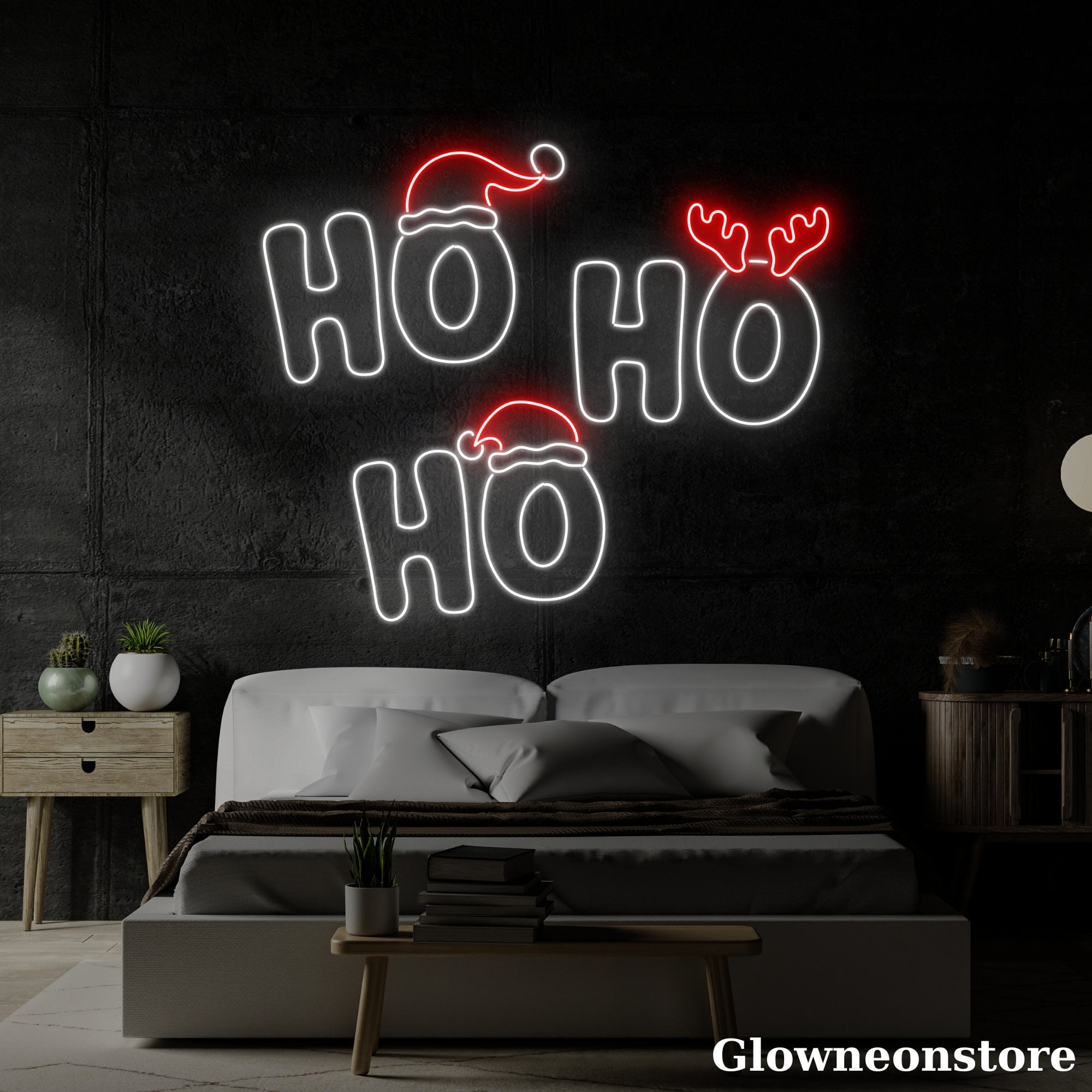 Glowneon Hohoho Neon Sign, Hohoho Led Sign, Santa Hat Reindeer Led ...