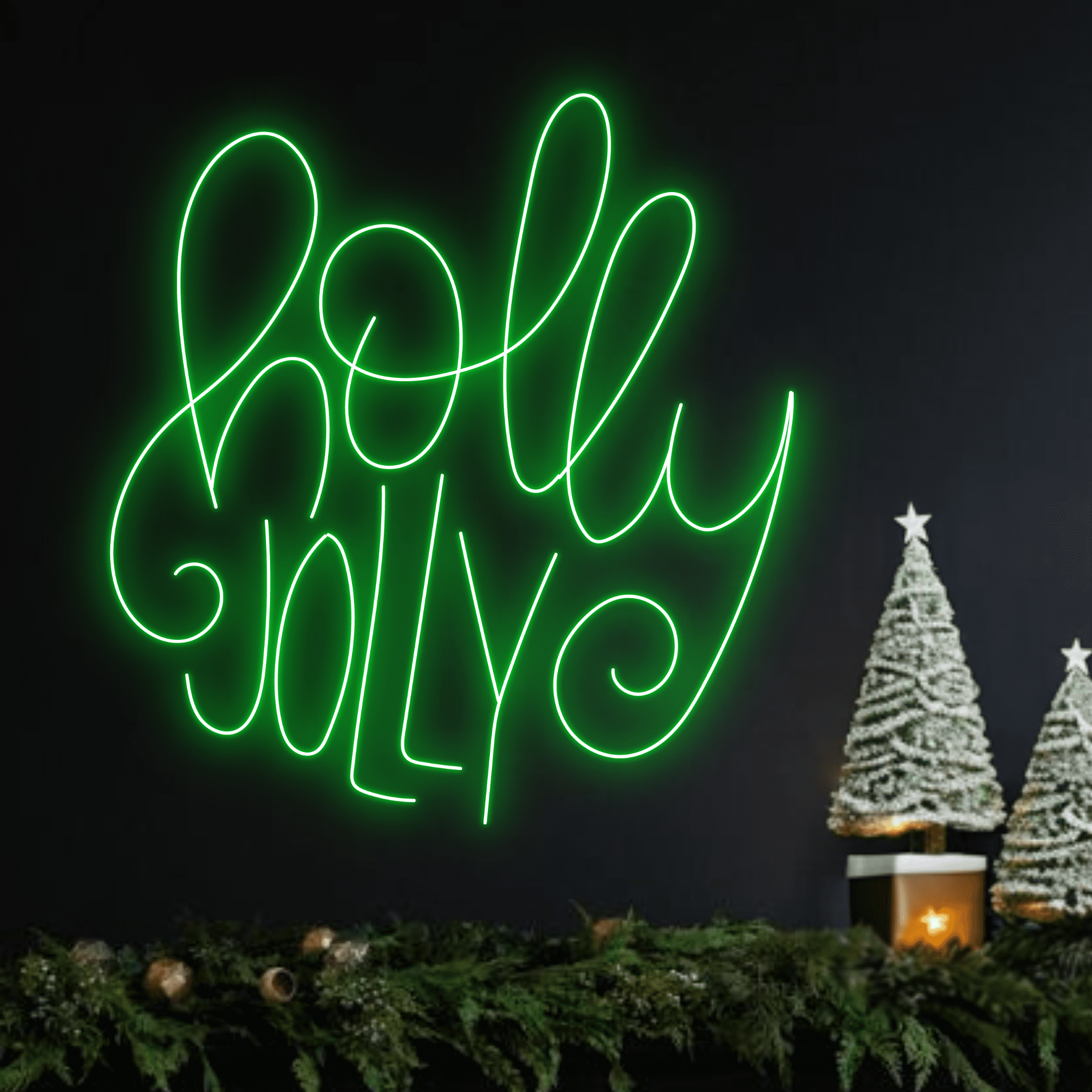 Glowneon Holly Jolly Christmas Neon Sign, Lights Long-lasting Decor ...
