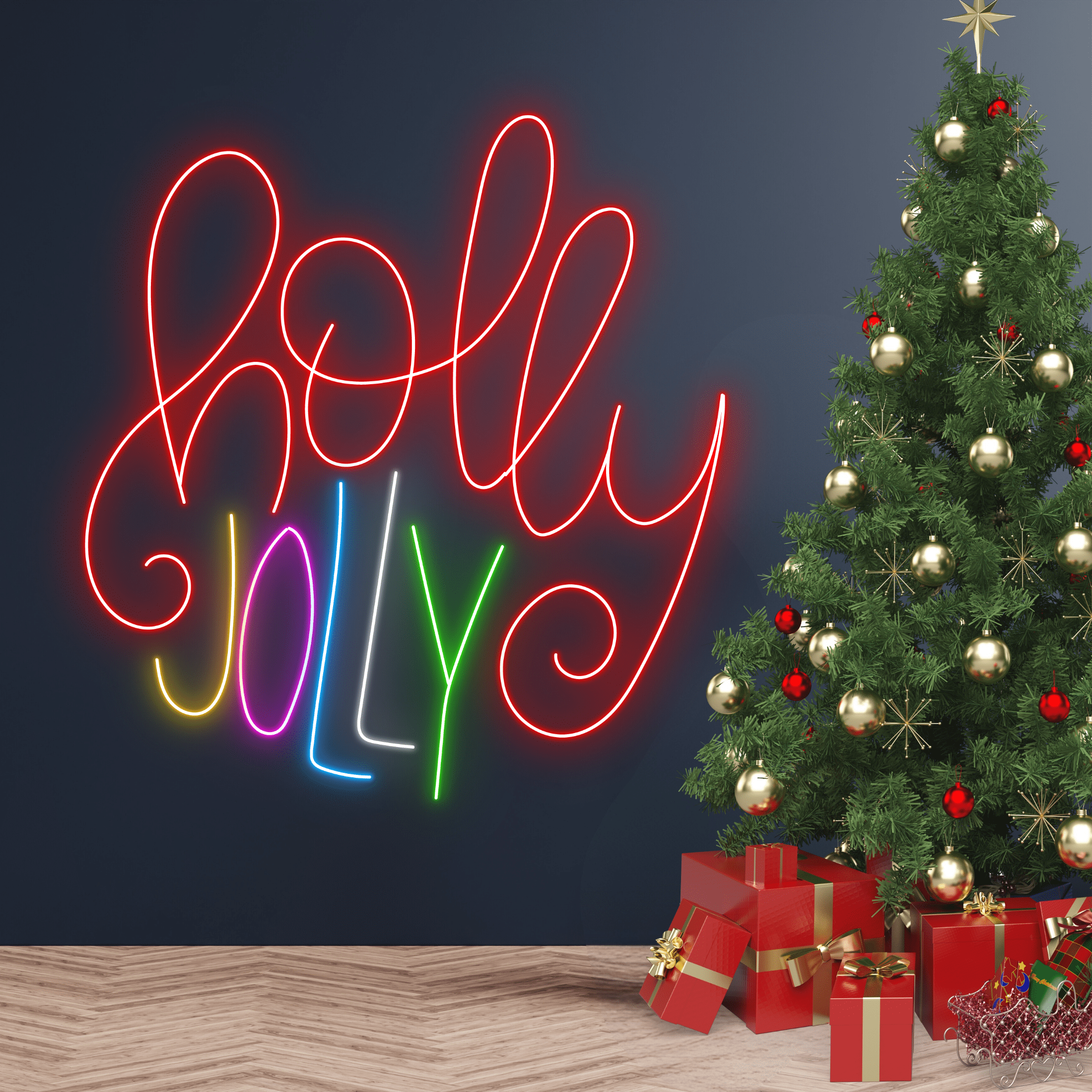 Glowneon Holly Jolly Neon Sign, Christmas Lights Long-lasting Decor ...