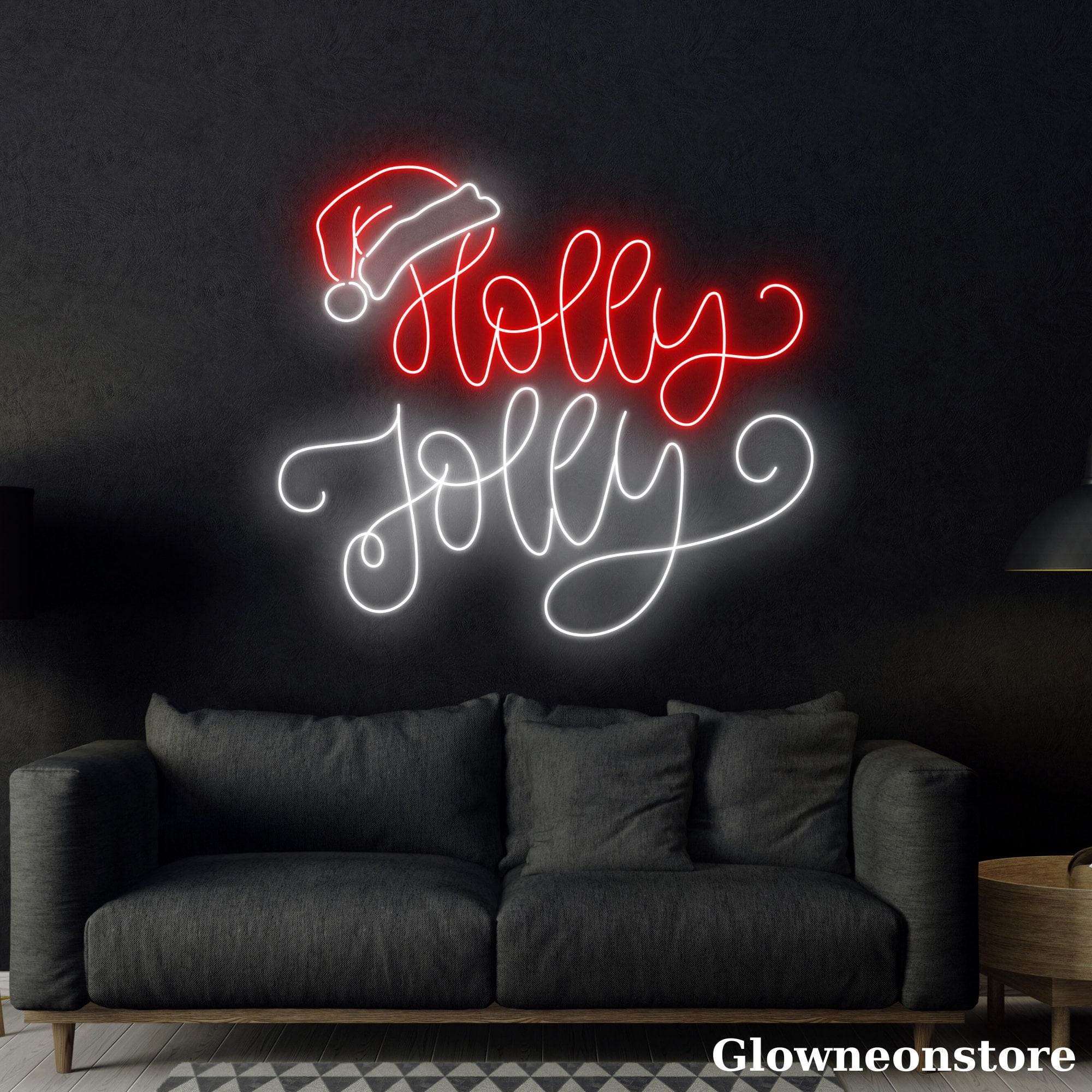 Glowneon Holly Jolly Neon Sign, Holly Jolly LED Sign, Merry Christmas ...