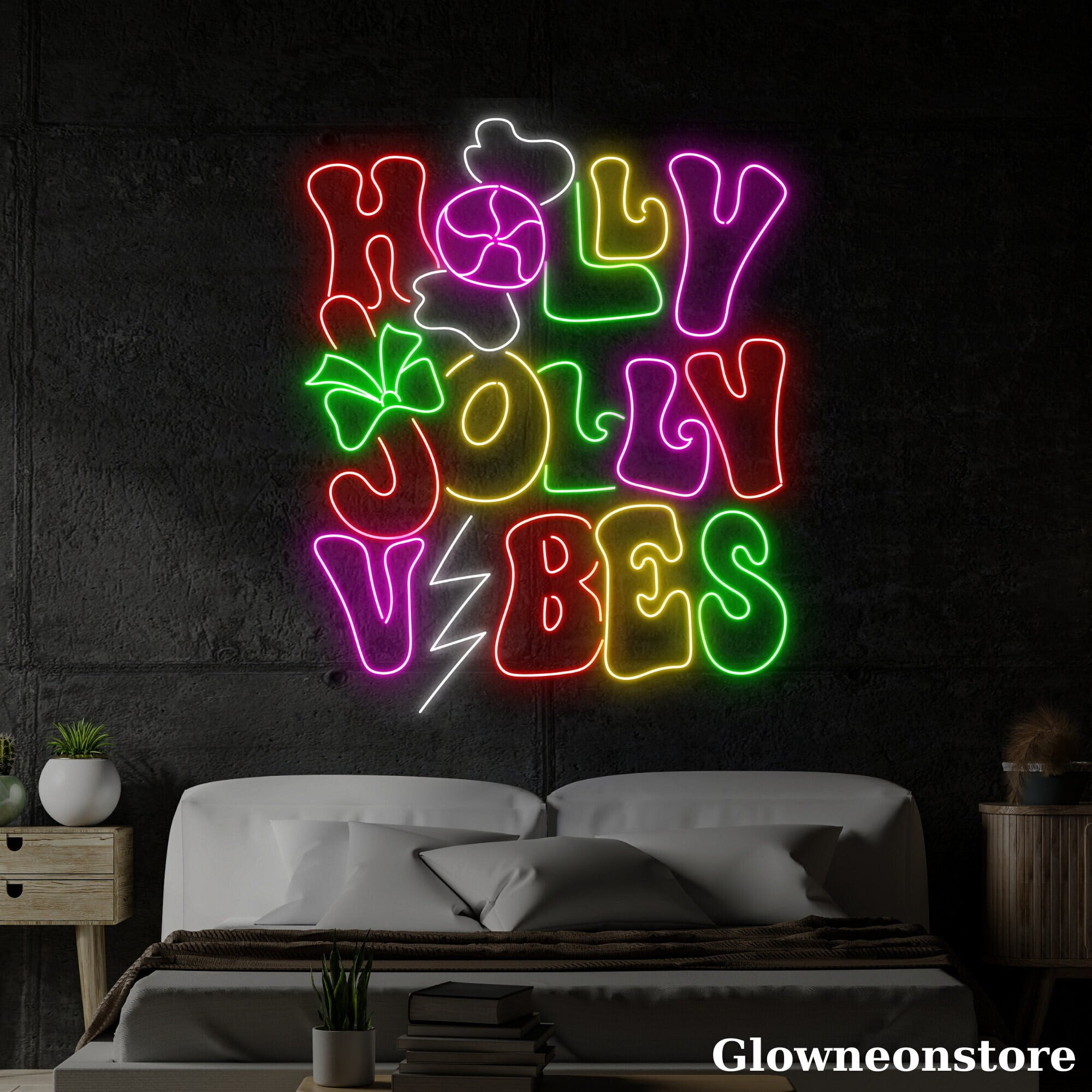Glowneon Holly Jolly Vibes Neon Sign, Holly Jolly Vibes LED Sign ... Glowneon Holly Jolly Vibes Neon Sign, Holly Jolly Vibes LED Sign ...