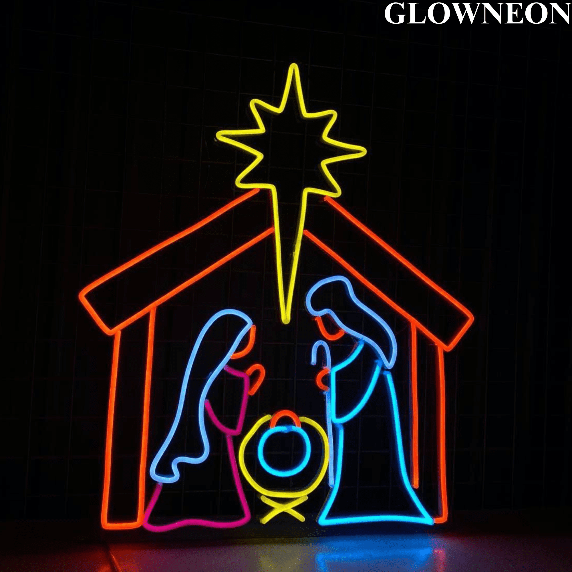 Glowneon Holy Night Neon Light, Holy Family Led Light, Jesus Xmas Art ...
