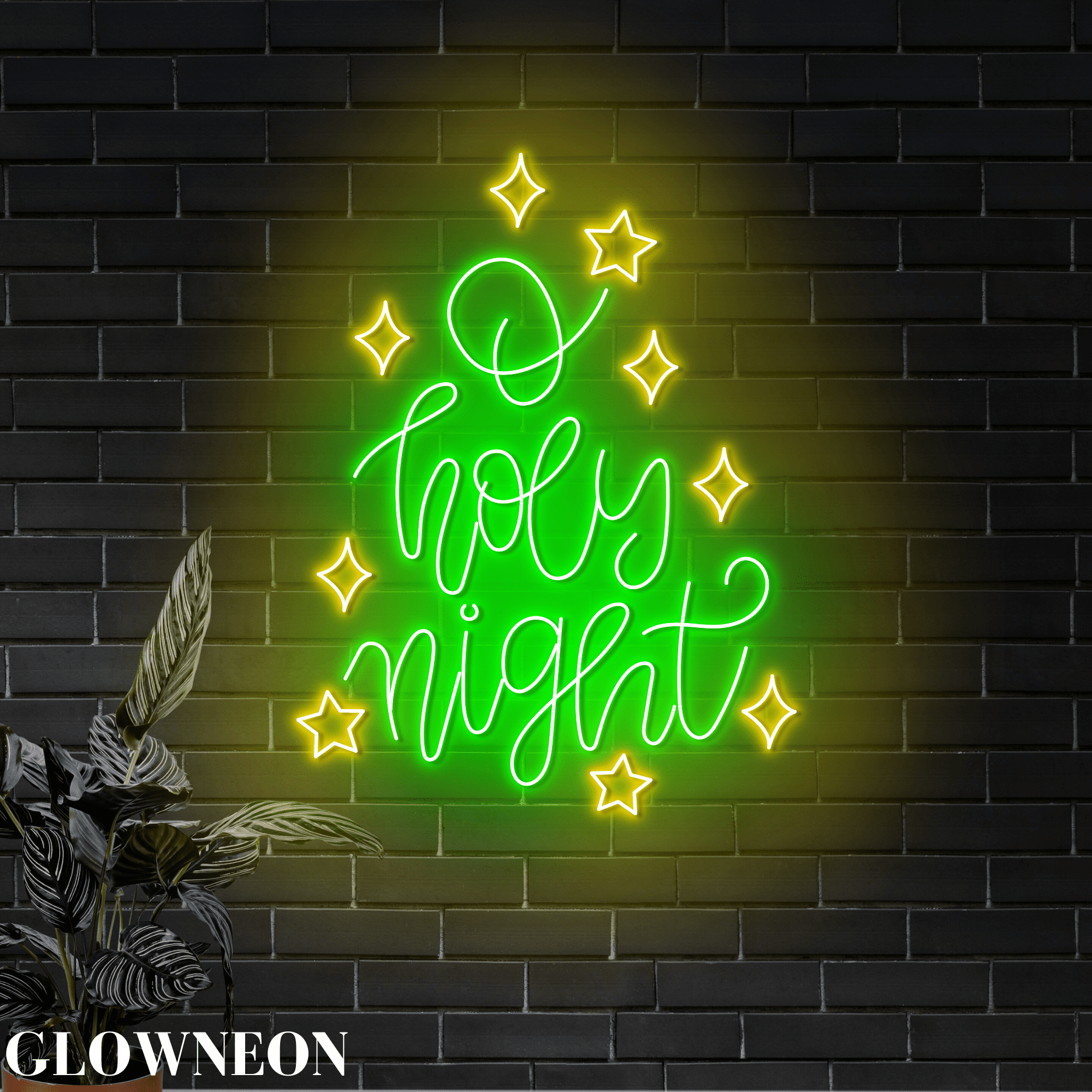 Glowneon Holy Night Neon Wall Art, Holy Christmas Day Led Wall Decor ...