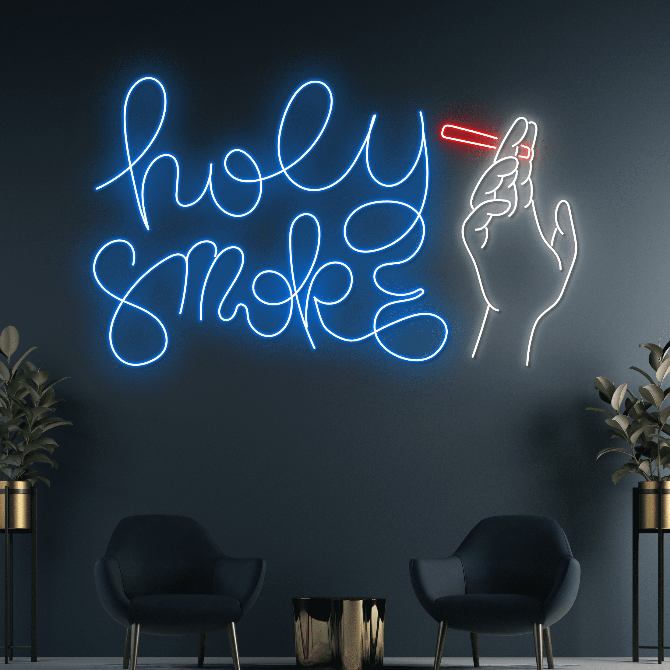 Glowneon Holy Smoke Neon Sign, Cigar shop store Signboard Decor ...