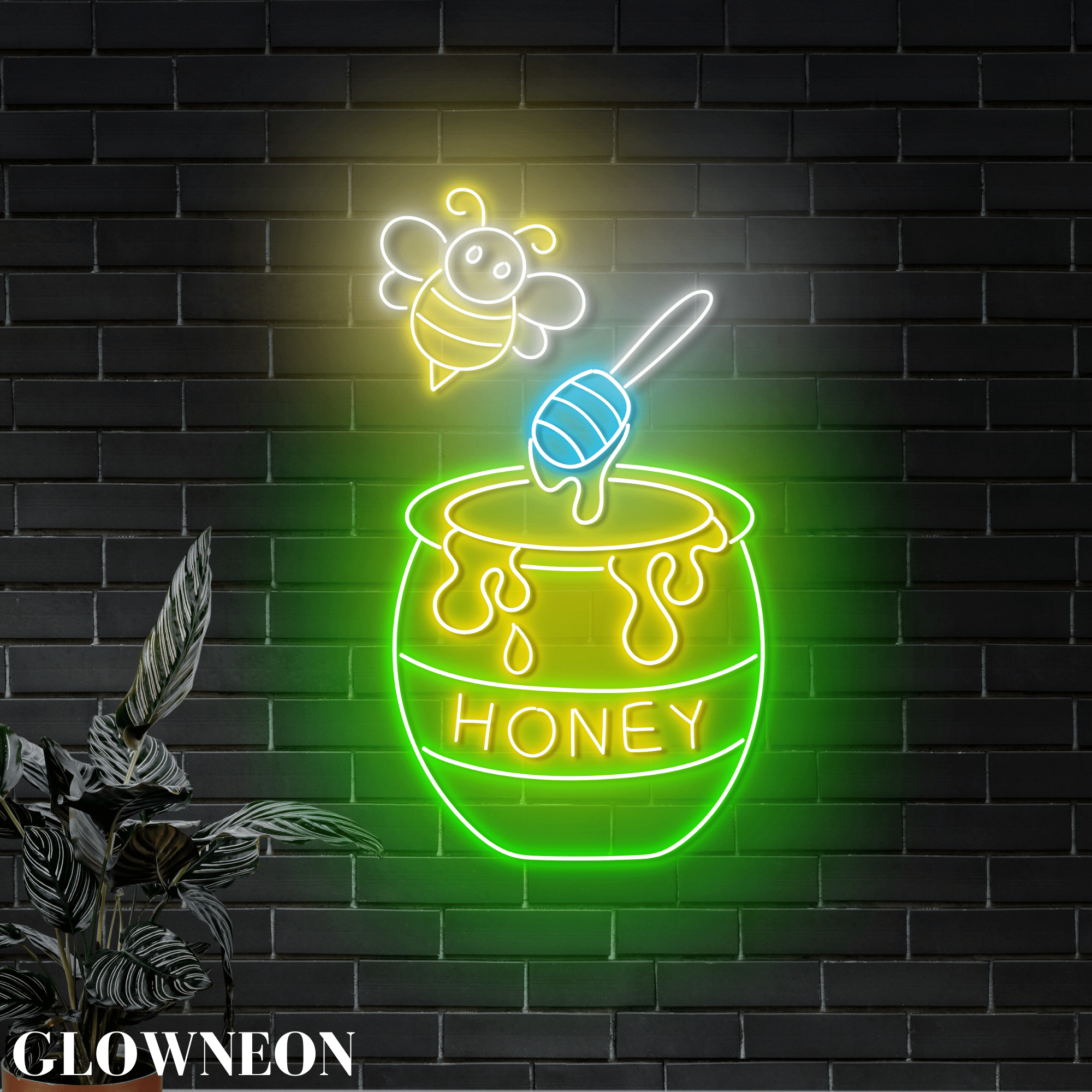 Glowneon Honey Bee Jar Neon Sign For Honey Store Wall Decor, Bee Sign ...