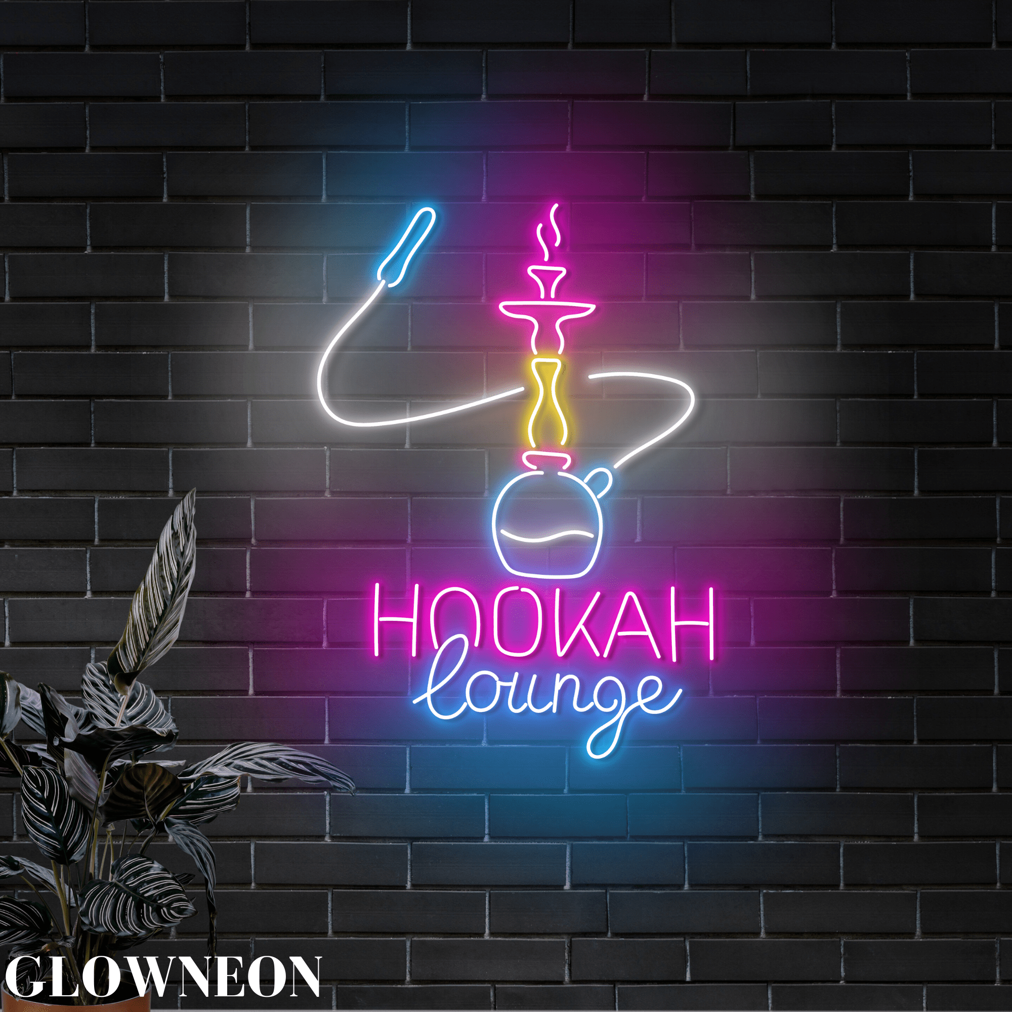 Glowneon Hookah Lounge Neon Sign, Shisha Hookah Bar Pub Led Wall Art ...