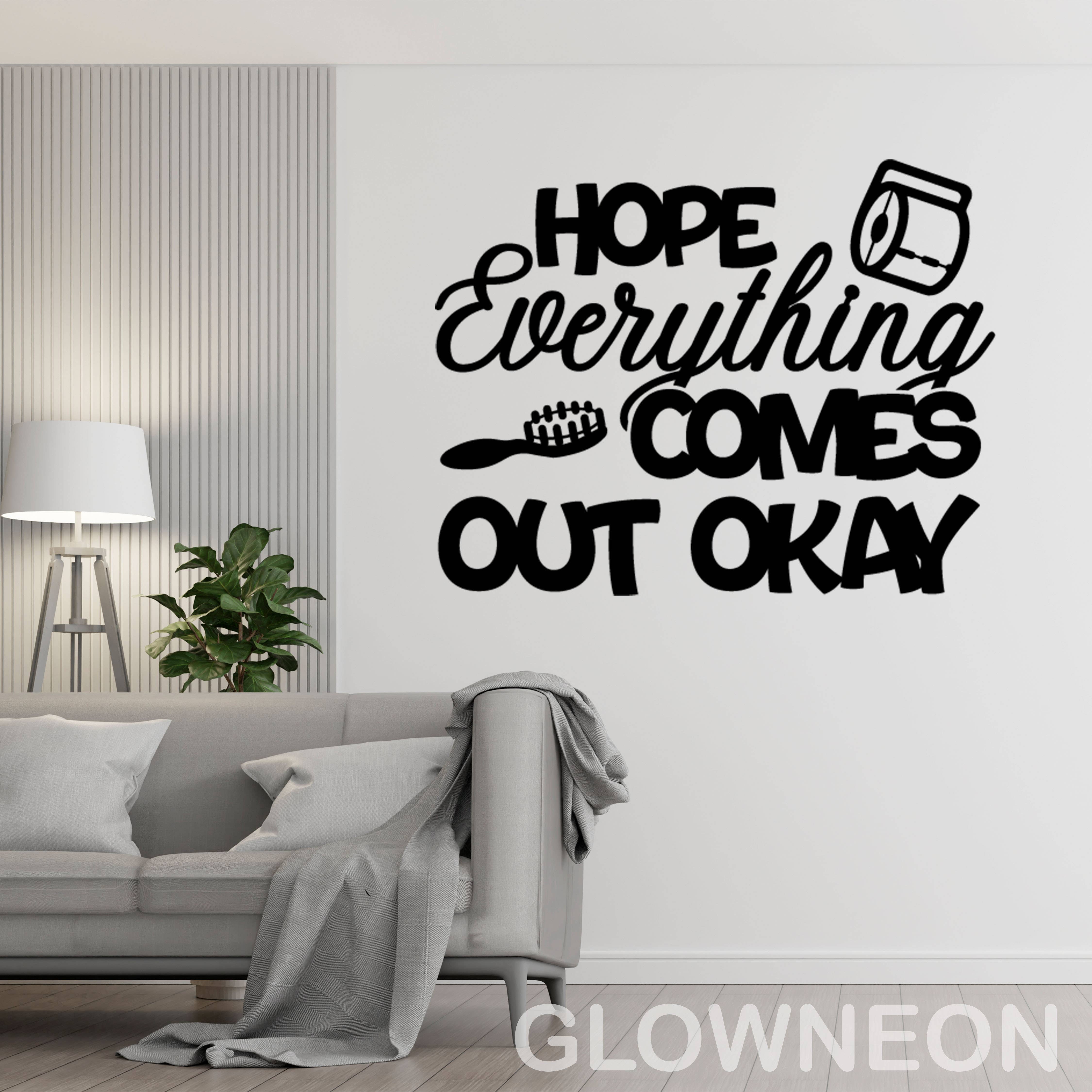 Glowneon Hope Everything Comes Out Okay Sign, Toilet Funny Wall Decor ...