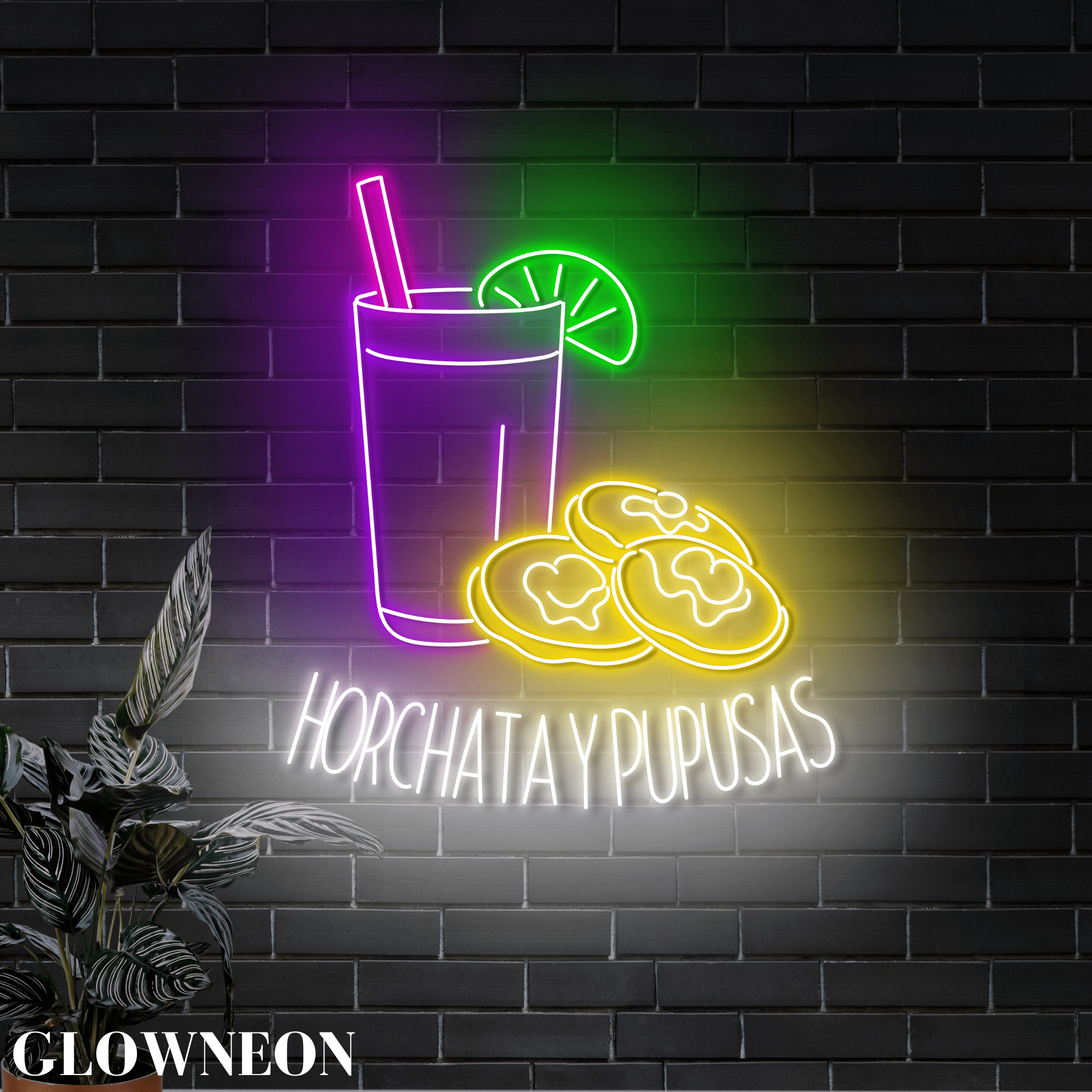 Glowneon Horchata Y Pupusas Wall Led Light, Mexican Pupusa Shop Decor ...