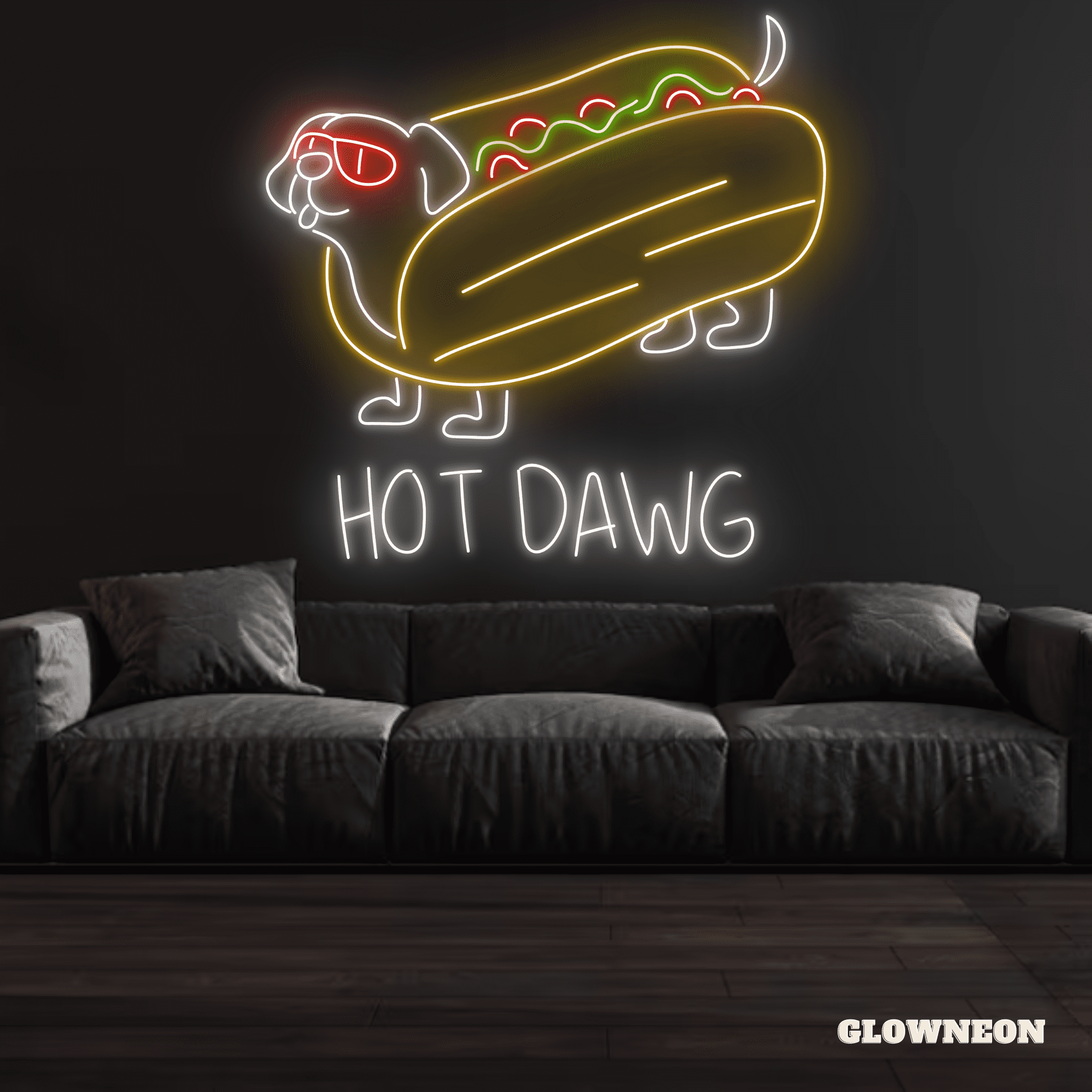 Glowneon Hot Dawg Neon Sign, Hot Dog Decor, Funny Dog Wall Decor ...