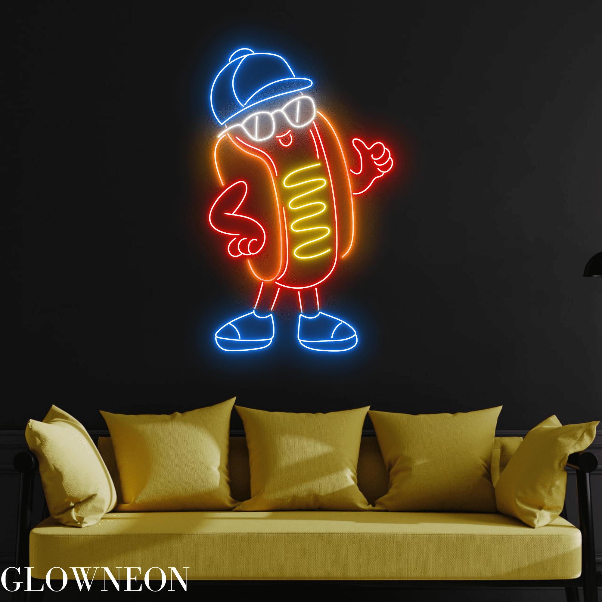 Glowneon Hot Dog Man Neon Sign, Hot Dog Led Sign, Hot Dog Store Decor ...