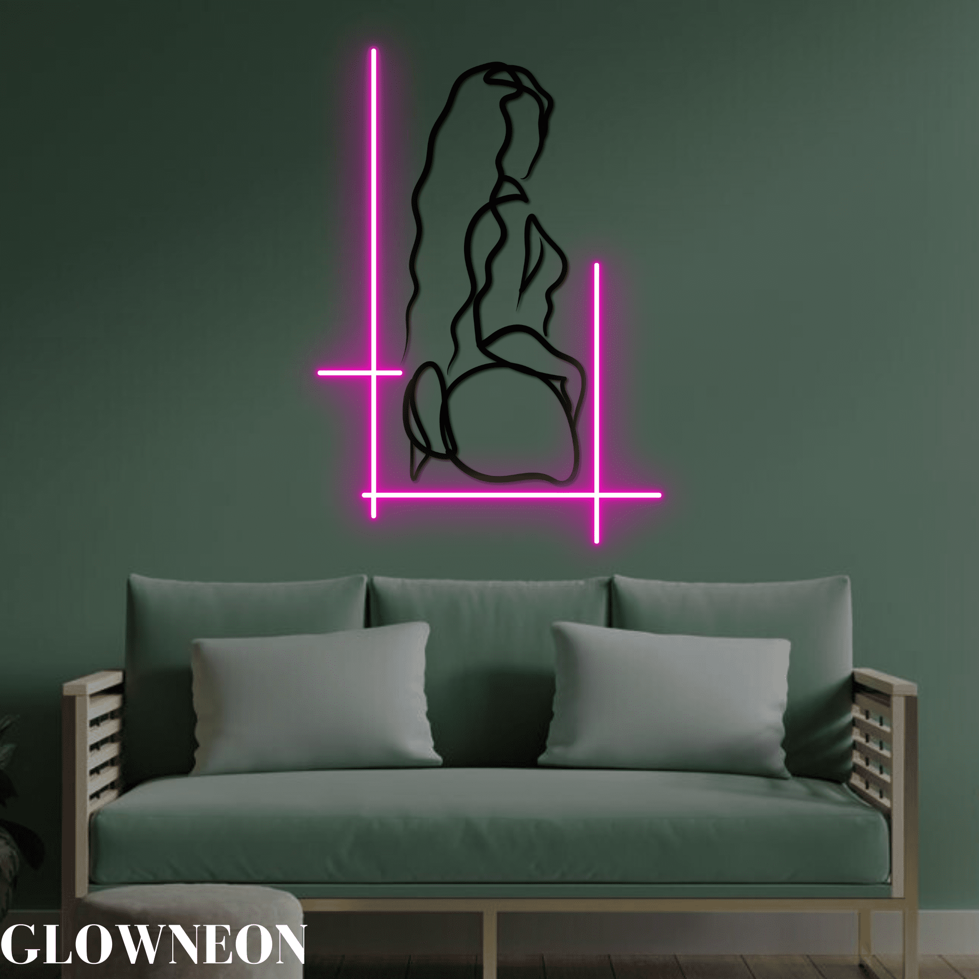 Glowneon Hot Girl Posing Sexy Body Minimalist Drawing One Line Decor ...