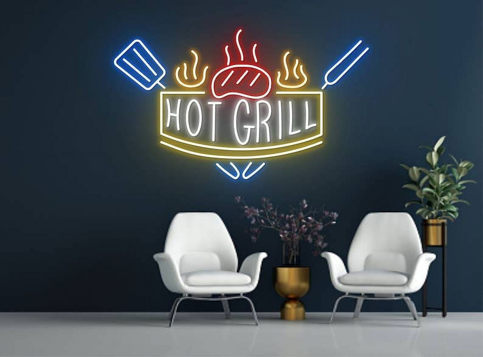 Glowneon Hot Grill BBQ Restaurant Neon Sign - Walmart.com