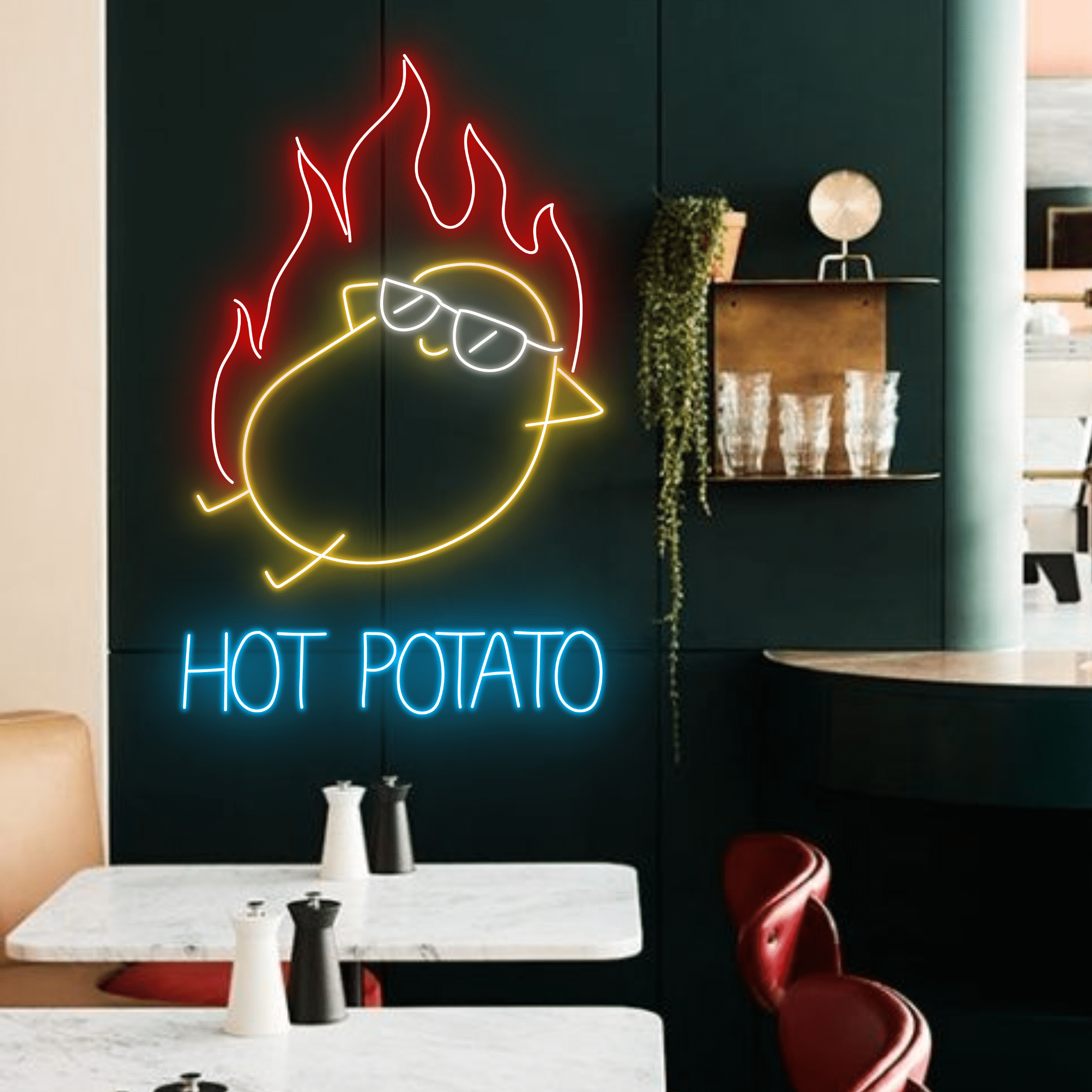 Glowneon Hot Potato Neon Sign, Restaurant Wall Decor - Walmart.com