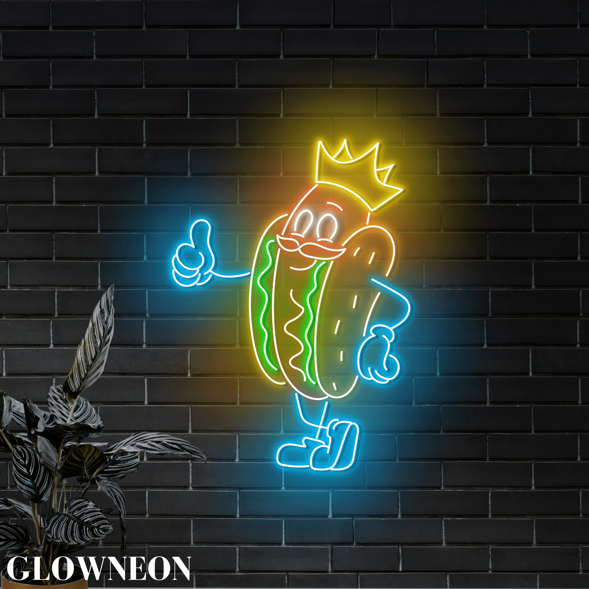 Glowneon Hotdog King Neon Led Sign, Hotdog Fast Food Restaurant Decor ...