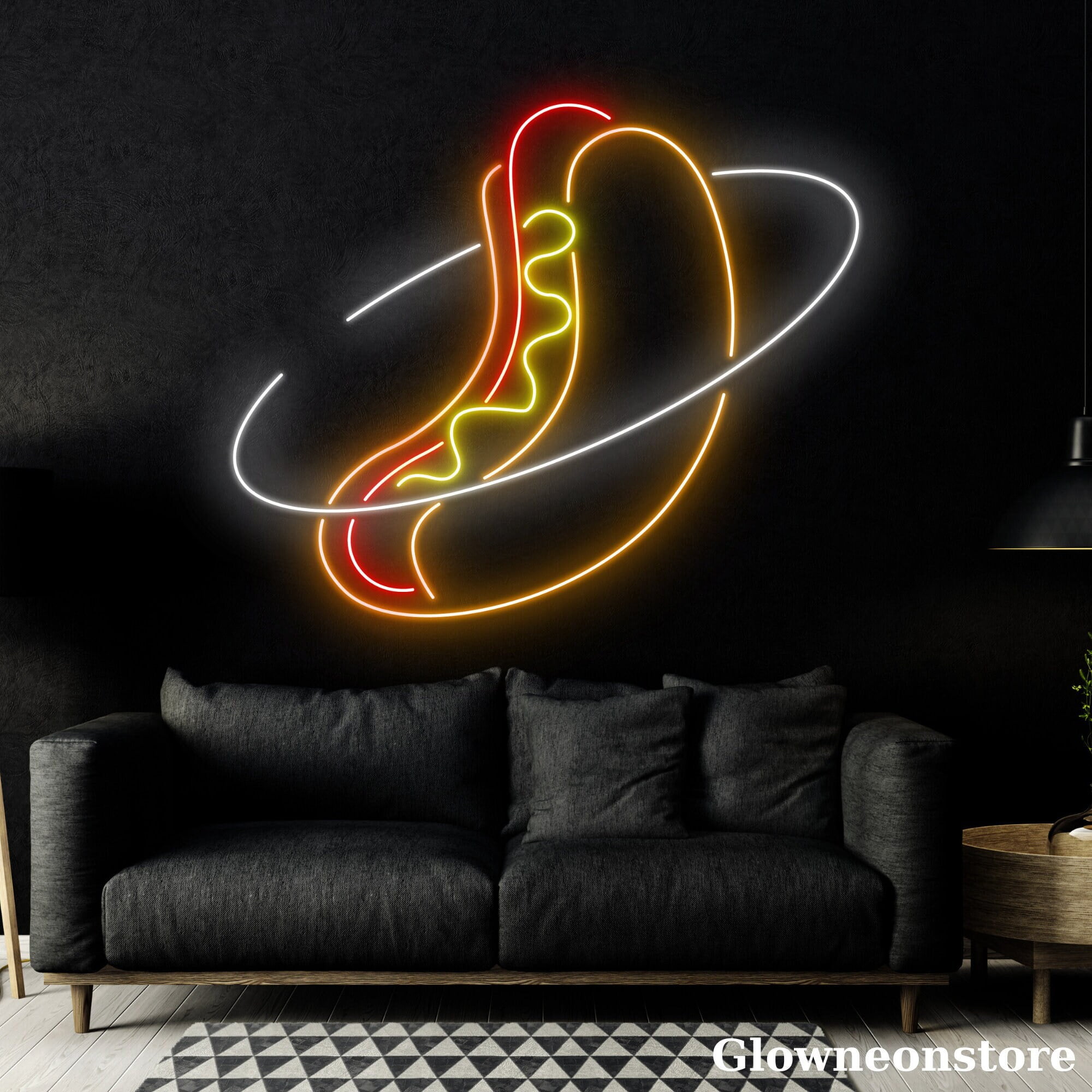 Glowneon Hotdog Planet Neon Sign, Hotdog Led Sign, Welcome Open Fast ...