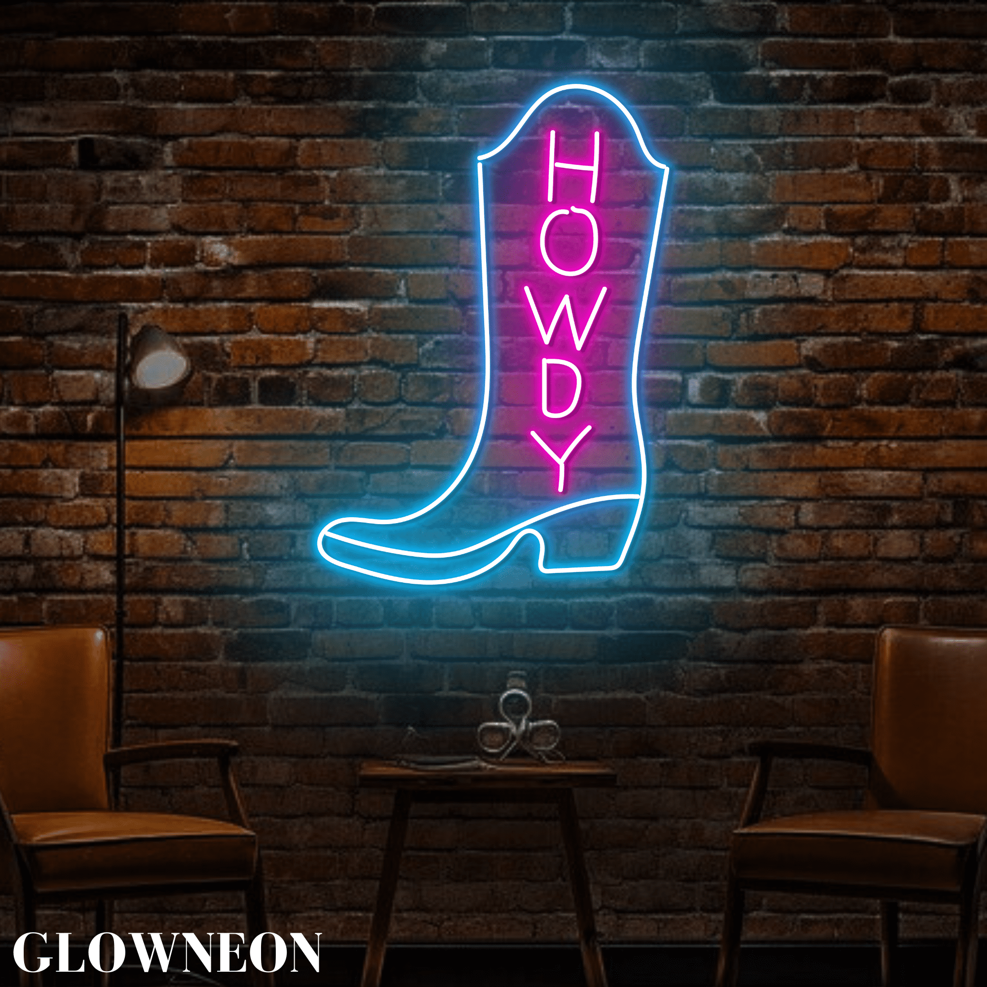 Glowneon Howdy Boots Neon Wall Art, Cowboy Shop Sign, Cowboy Bar Sign ...