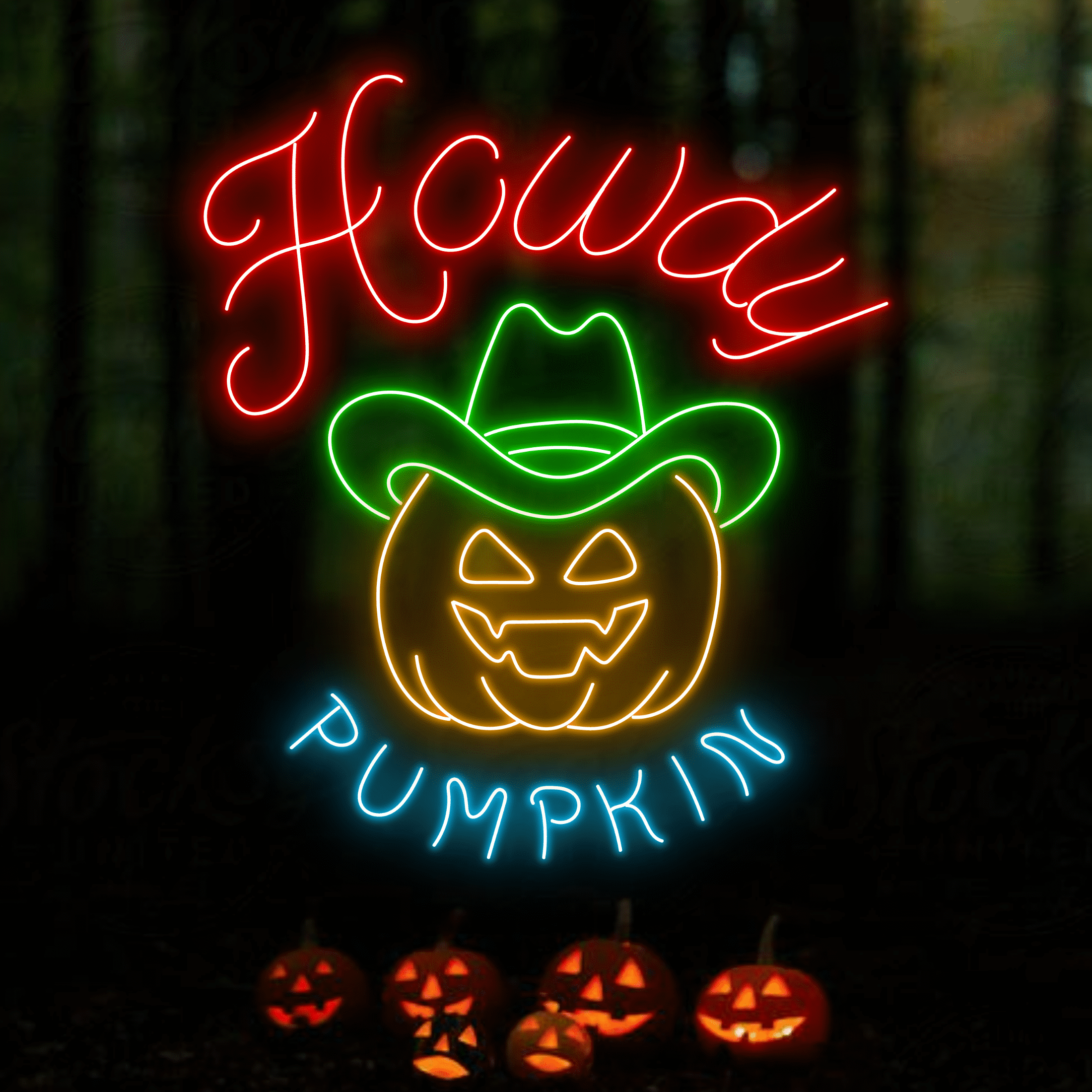 Glowneon Howdy Pumpkin Neon Sign, Halloween Wall Decor - Walmart.com