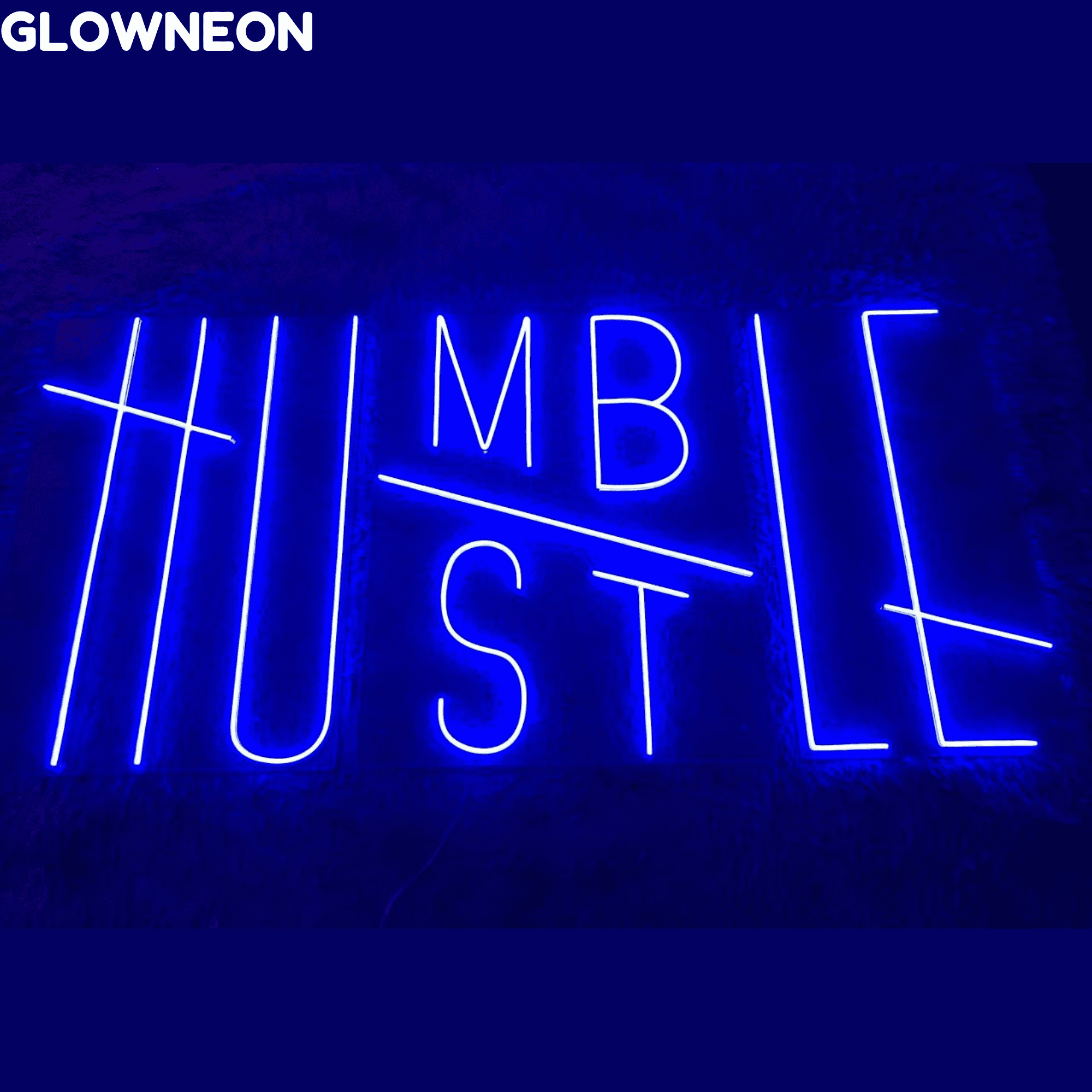 Glowneon Humble Hustle Neon Sign, Motivational Office Quote Led Light ...