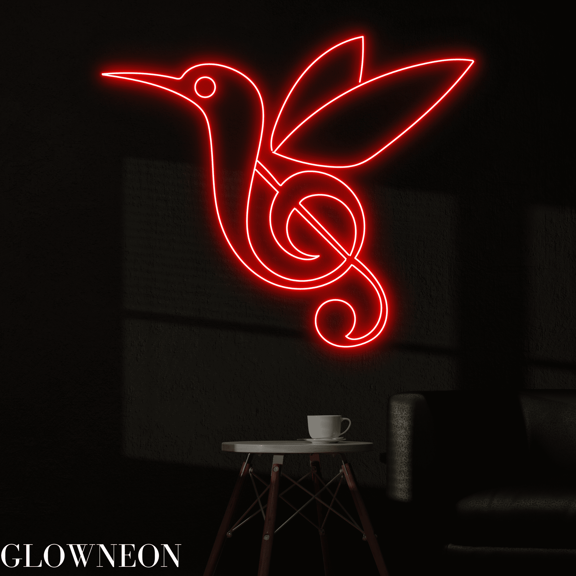 Glowneon Hummingbird Music Note Neon Sign, Hummingbird Music Led Sign ...