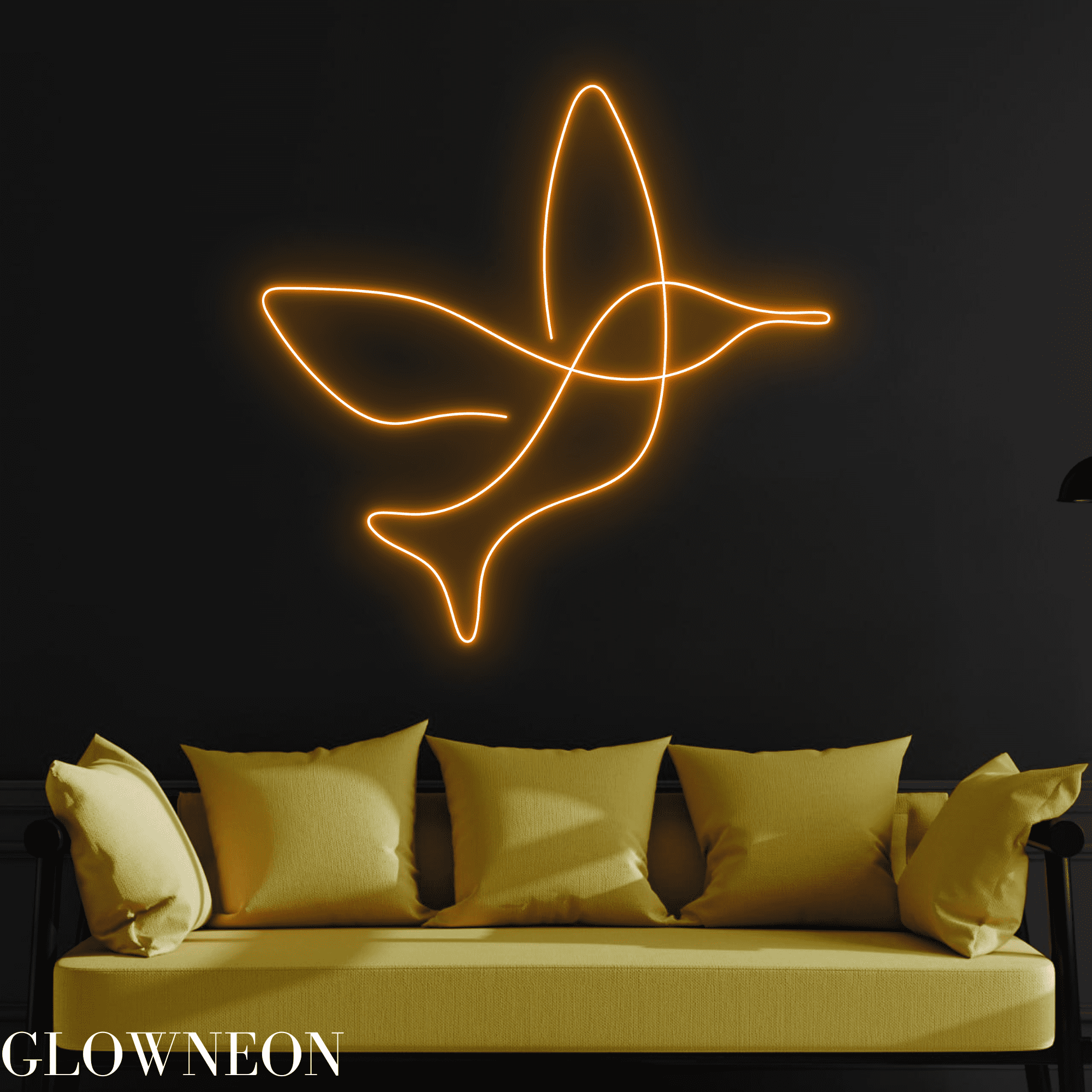 Glowneon Hummingbird Neon Sign, Hummingbird Led Sign, Bird Line Art ...