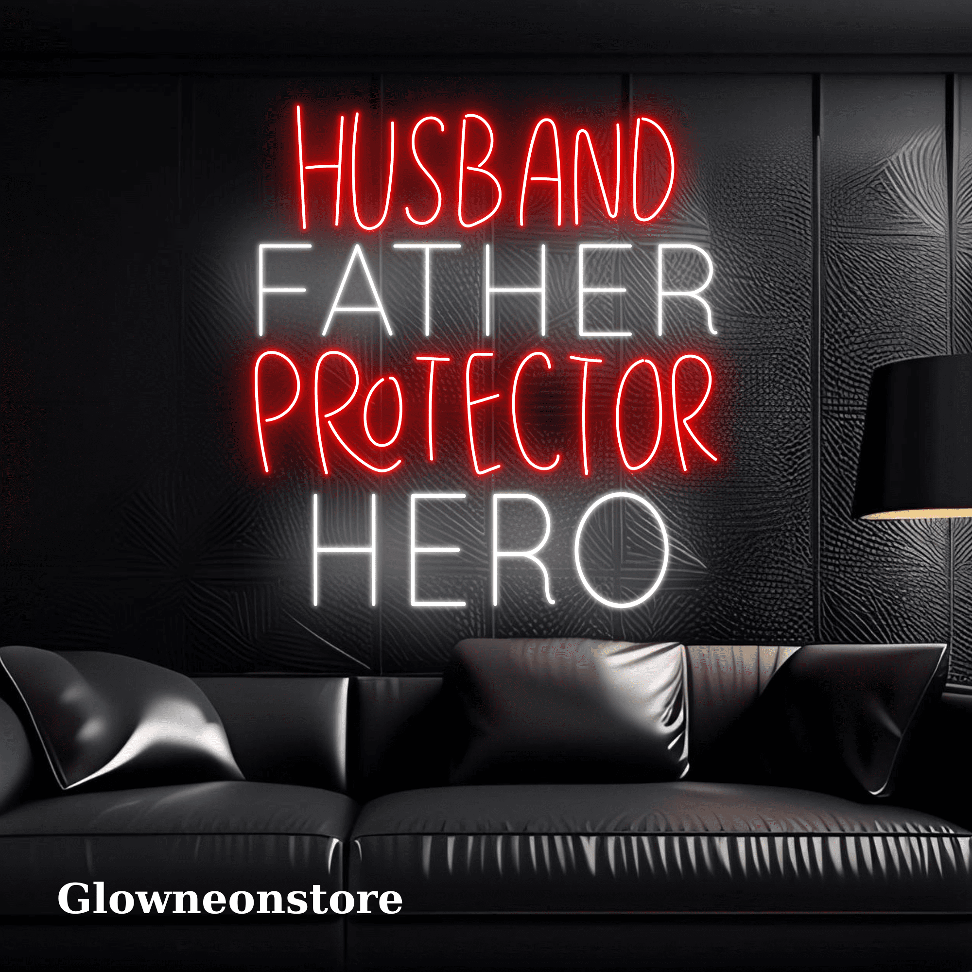 Glowneon Husband Father Protector Hero Neon, Father's Day Led Light ...