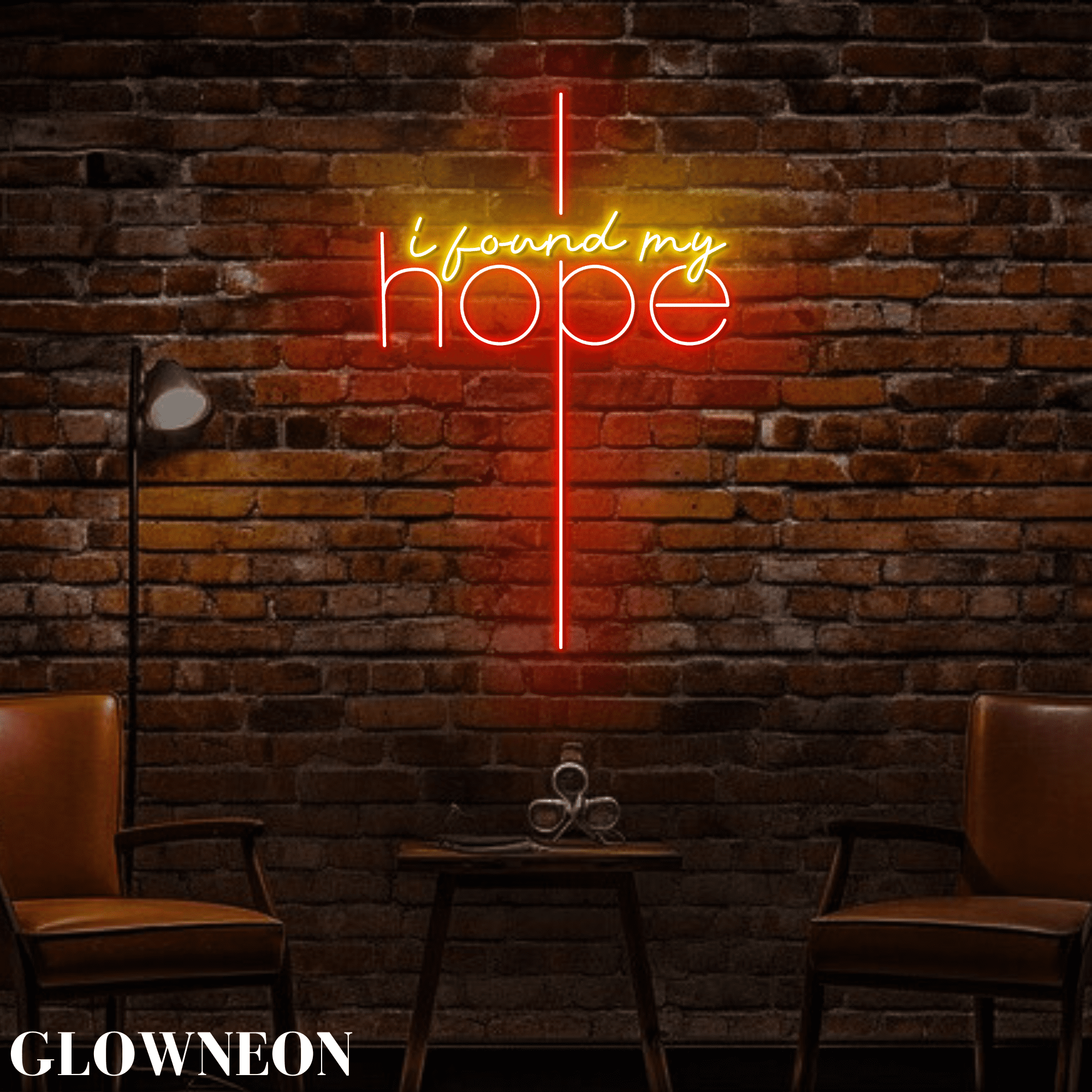 Glowneon I Found My Hope Neon Sign, Jesus Cross Christian Home Decor ...