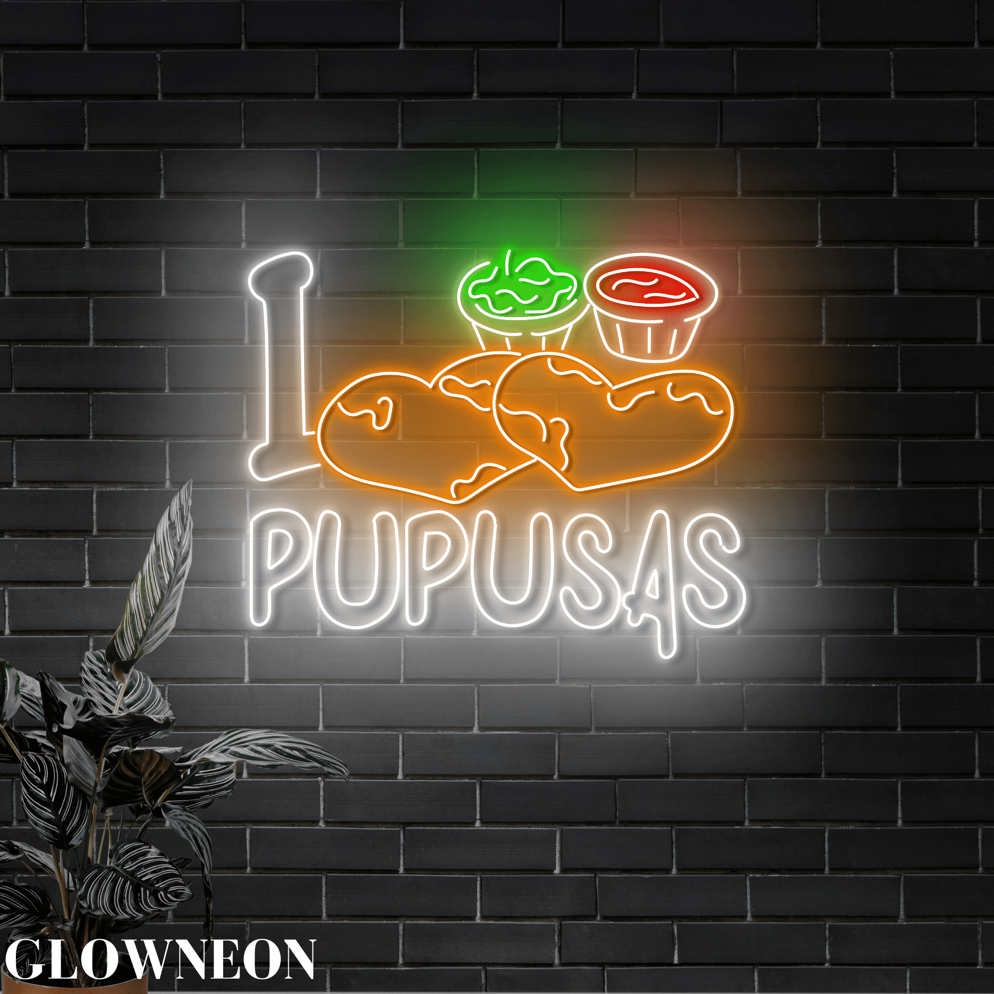 Glowneon I Love Pupusas Neon Wall Decor Pupusas Restaurant Wall Art