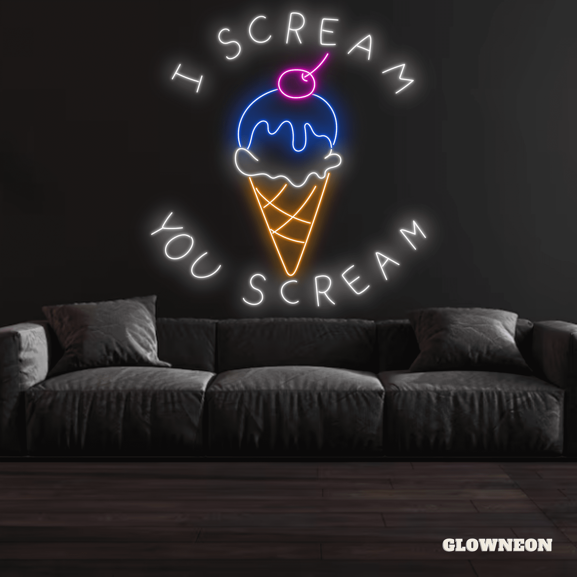 Glowneon I Scream You Scream Neon Sign, Ice Cream Store Wall Decor ...