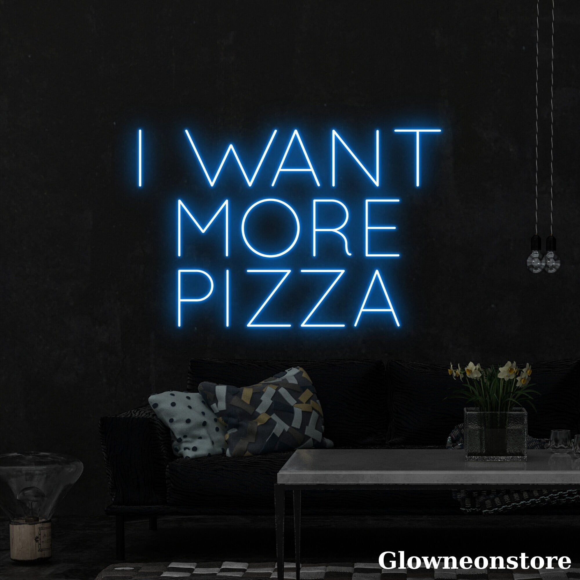 Glowneon I Want More Pizza Neon Sign, Pizza Led Sign, Italian ...