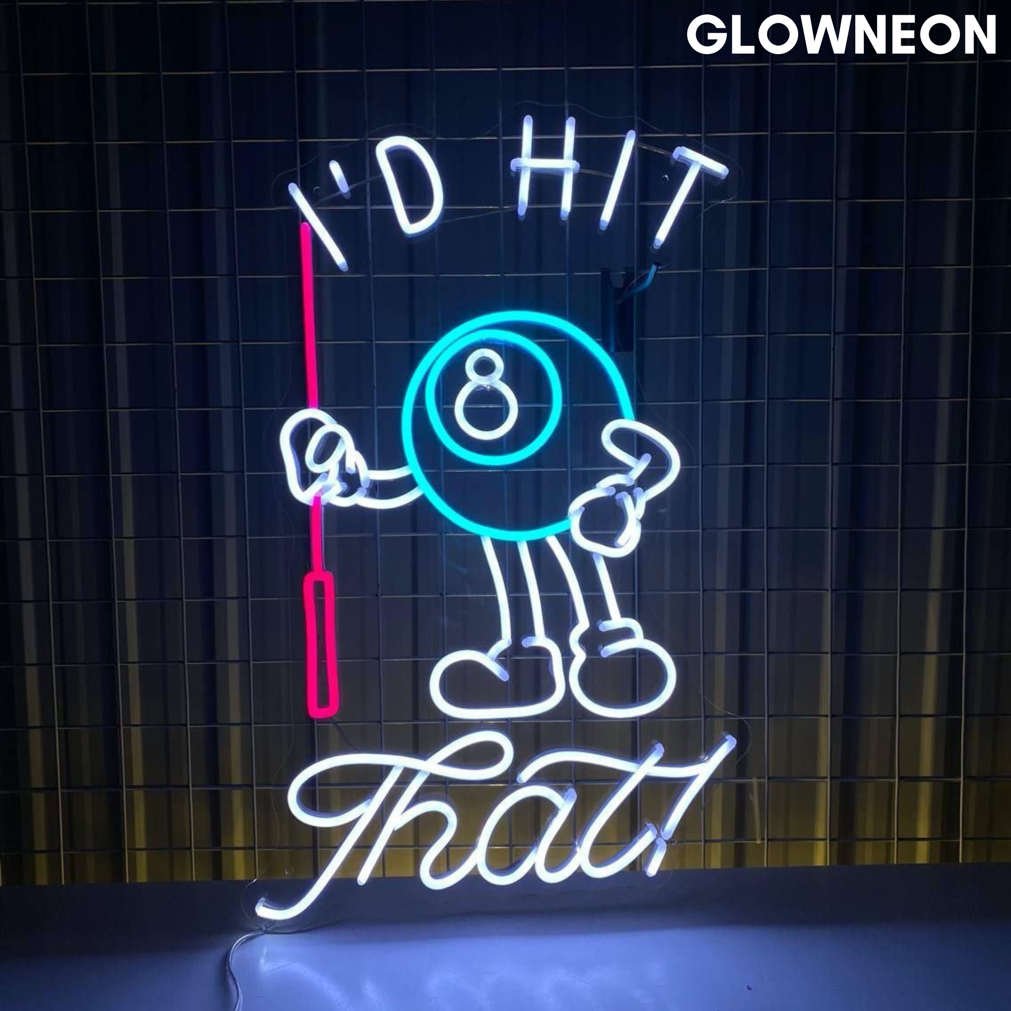 Glowneon I'd Hit That 8 Ball Neon Sign, Billiards Pool Hall Led Light ...