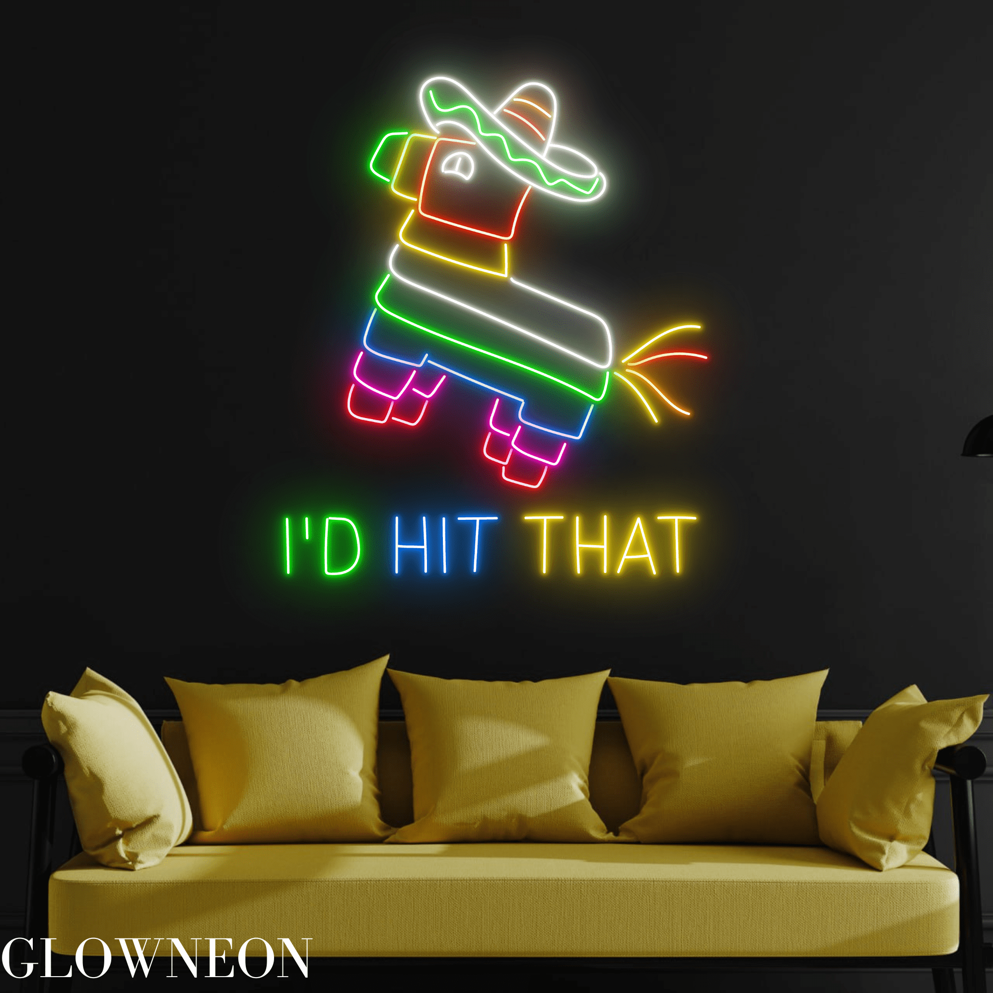 Glowneon I'd Hit That Neon Sign, Mexico Pinata Horse Home Led Decor ...