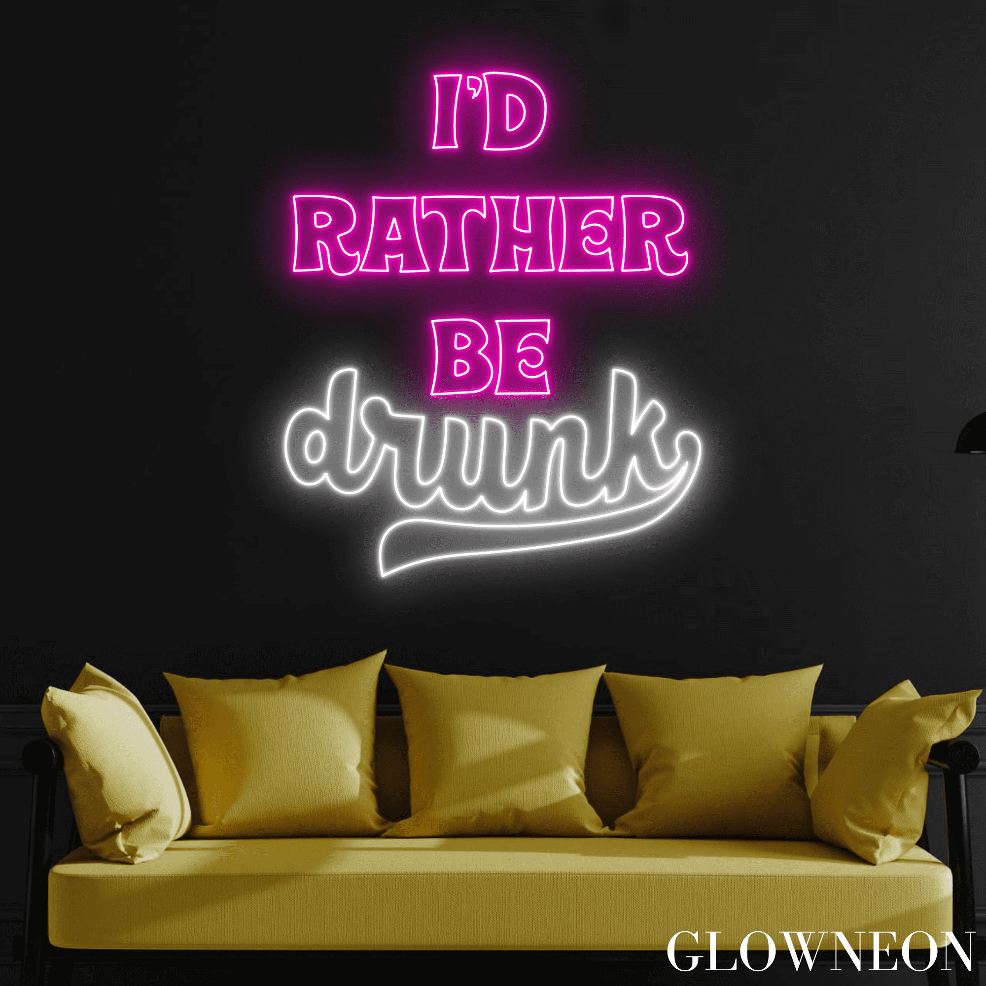 Glowneon I'd Rather Be Drunk Neon Sign, Wine Led Sign, Bar Pub Decor ...
