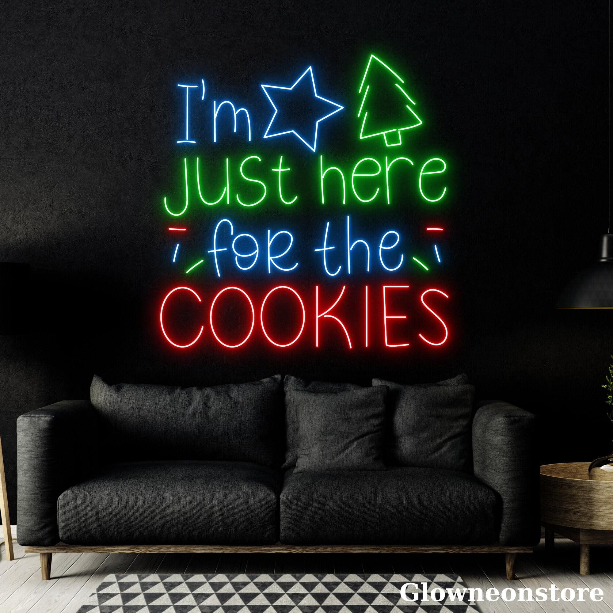 Glowneon I'm Just Here For The Cookies Neon Sign, Christmas Tree LED ...